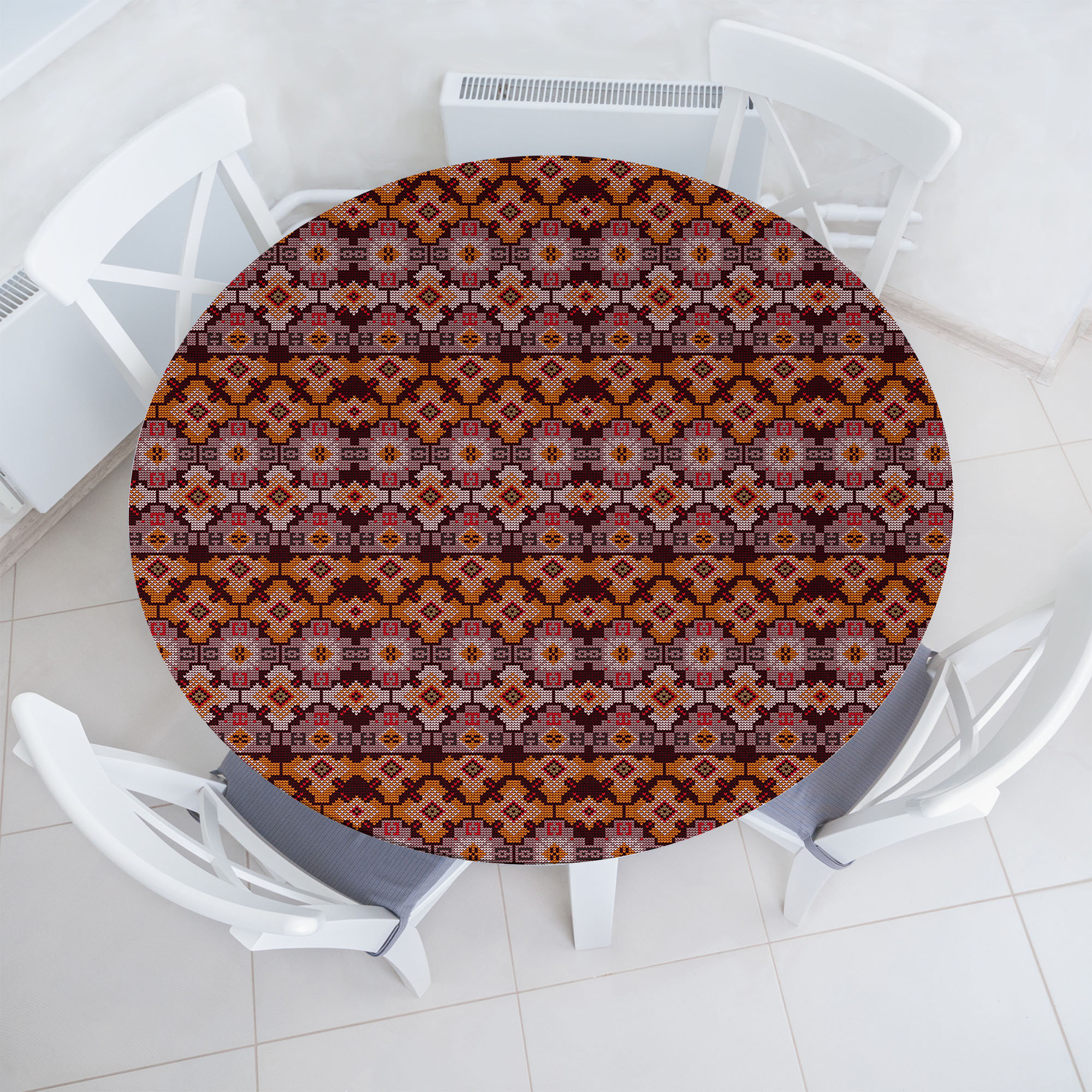 Bay Isle Home™ Bay Isle Home Cinnamon Color Fitted Round Tablecloth ...