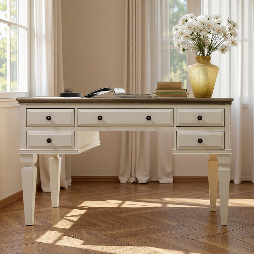 One Allium Way® Modern Rectangular Solid Wood Writing Desk | Wayfair