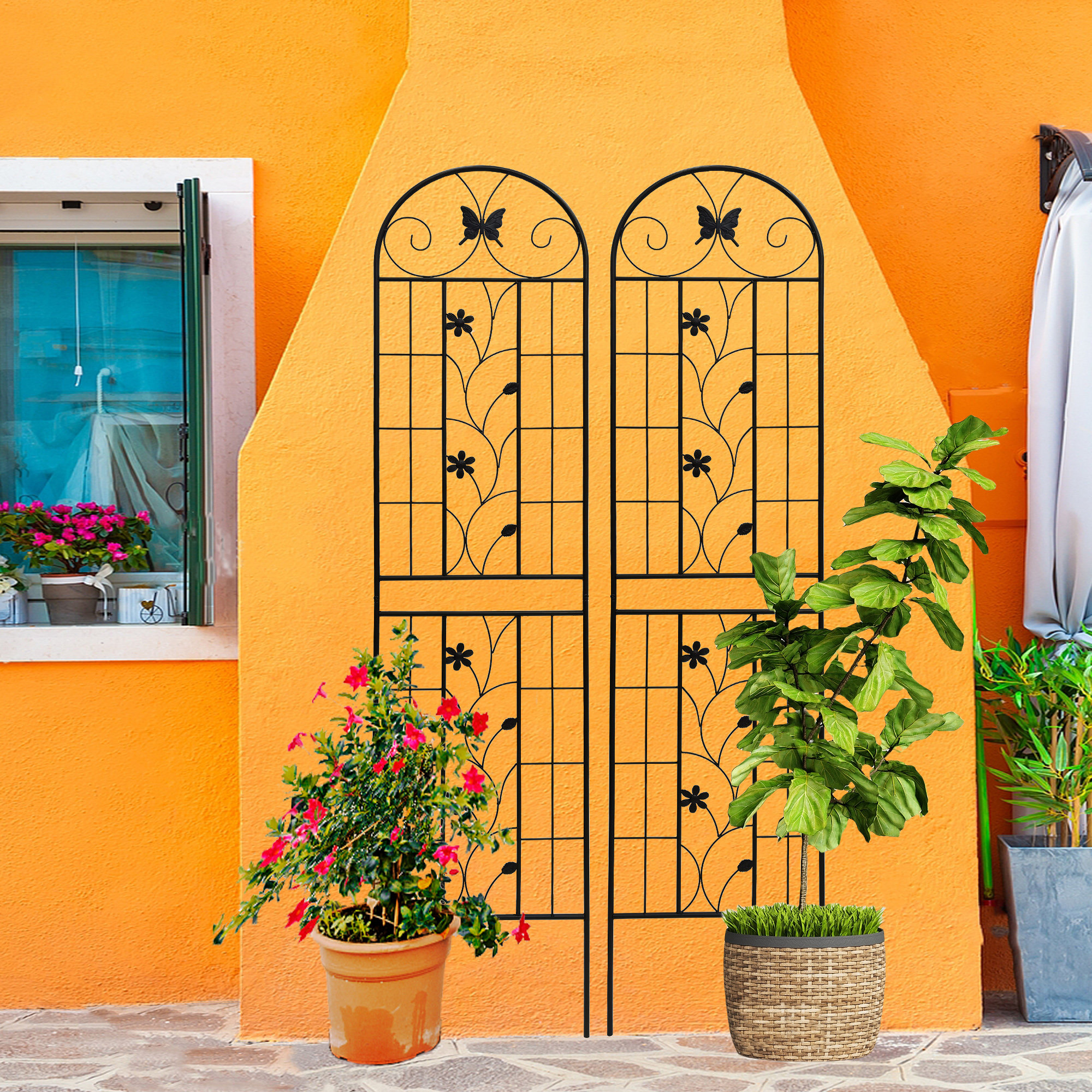 August Grove® Outdoor Metal Trellises, Freestanding Tall Trellis for ...