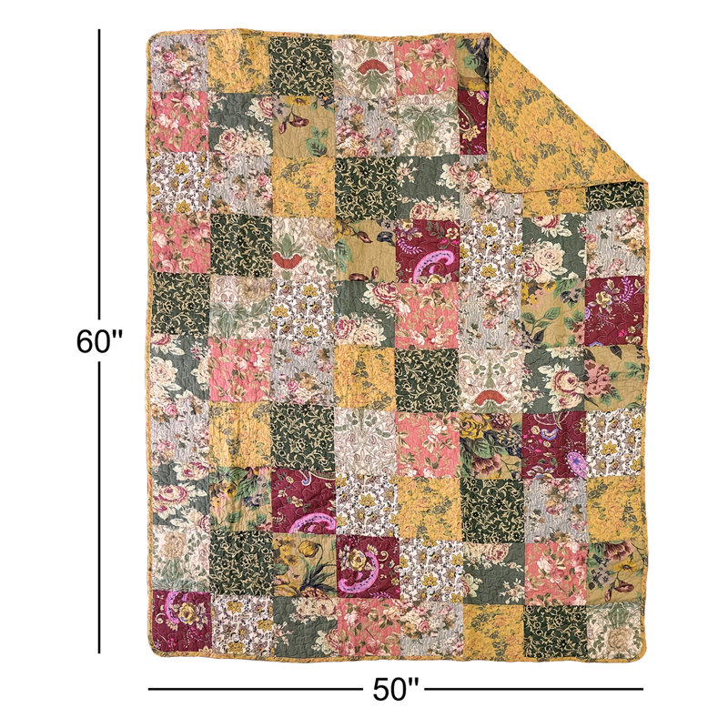 Greenland Home Fashions Antique Chic Quilted Reversible Cotton Throw ...