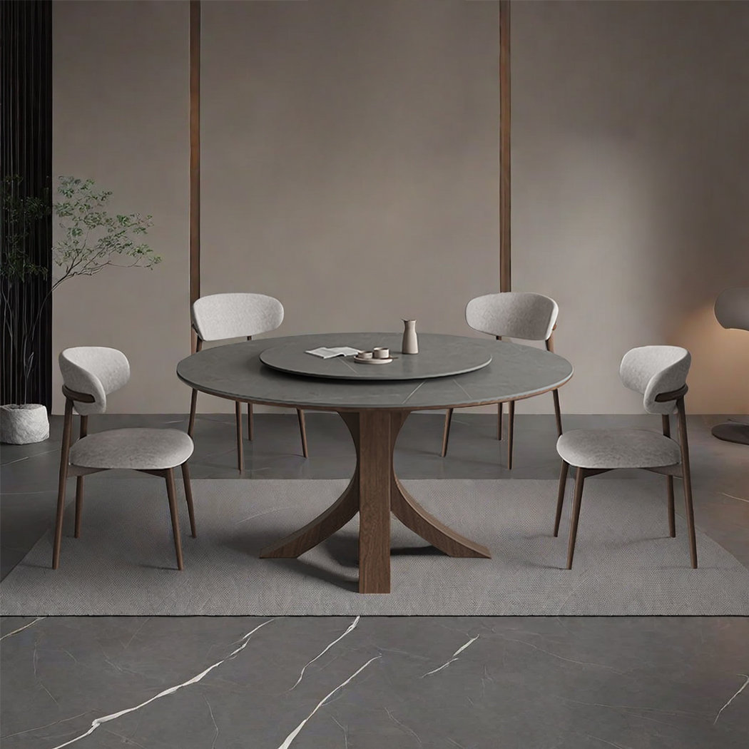 Orren Ellis Round Rock Slab Rotating Tray Dining Table Sets. | Wayfair