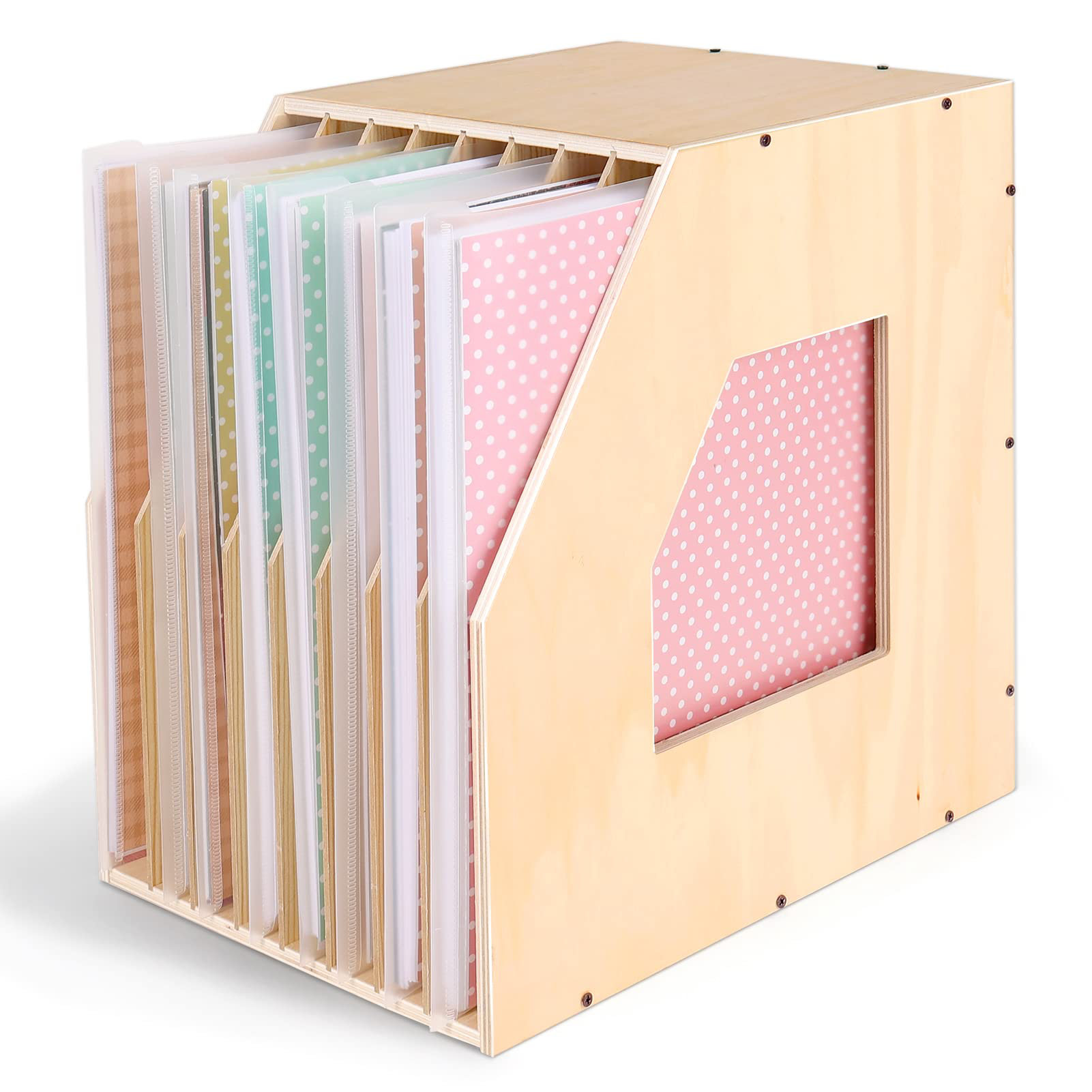 Hokku Designs Wood Paper Storage Organizer, Slope Design Paper Storage ...