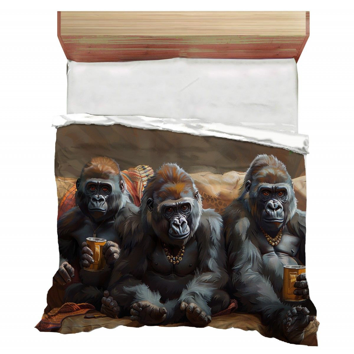 VisionDecor Gorillas Drinking Bedding Artwork Duvet Cover Comfortable ...