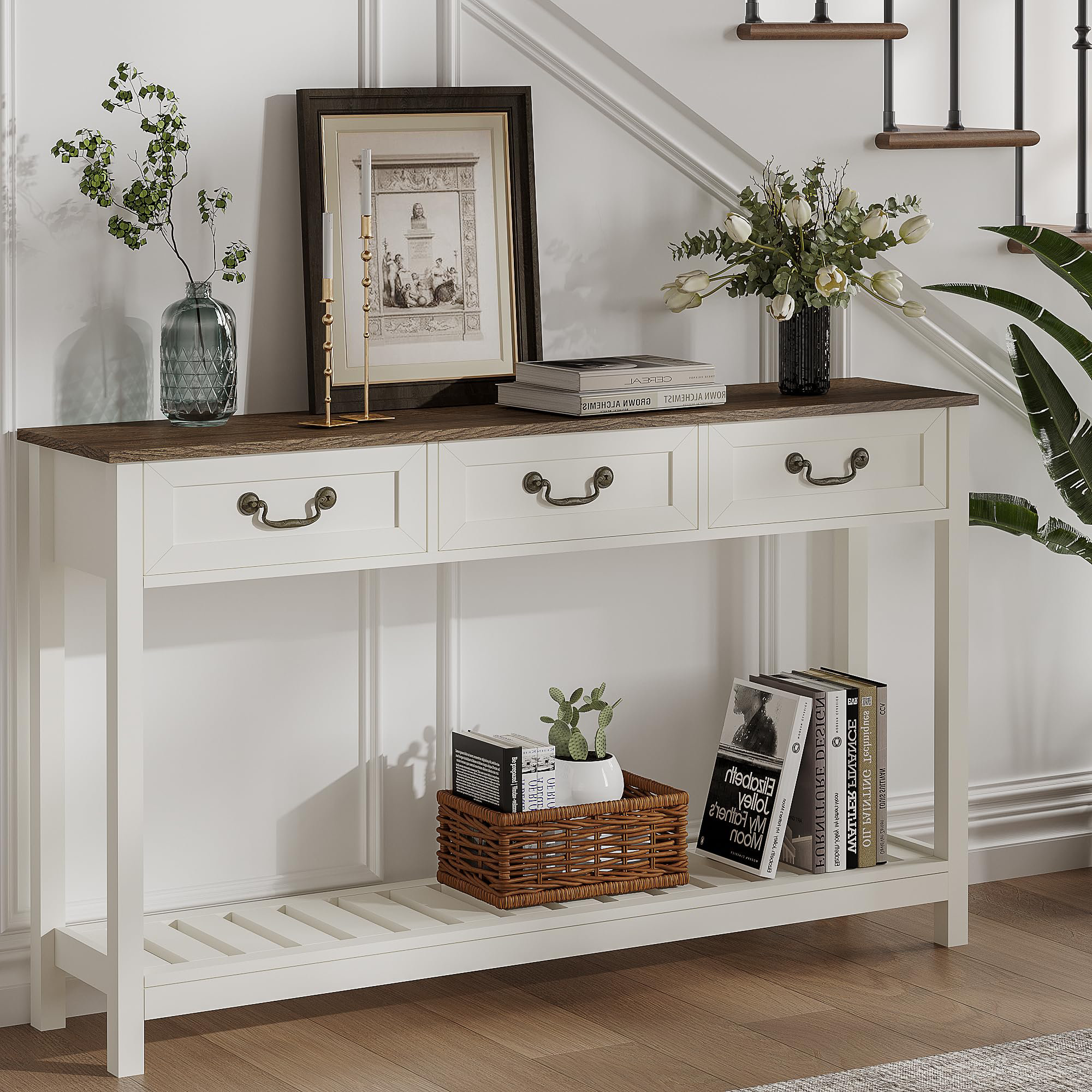 Rosalind Wheeler Console Table With 3 Drawers,Narrow Long Sofa Table ...