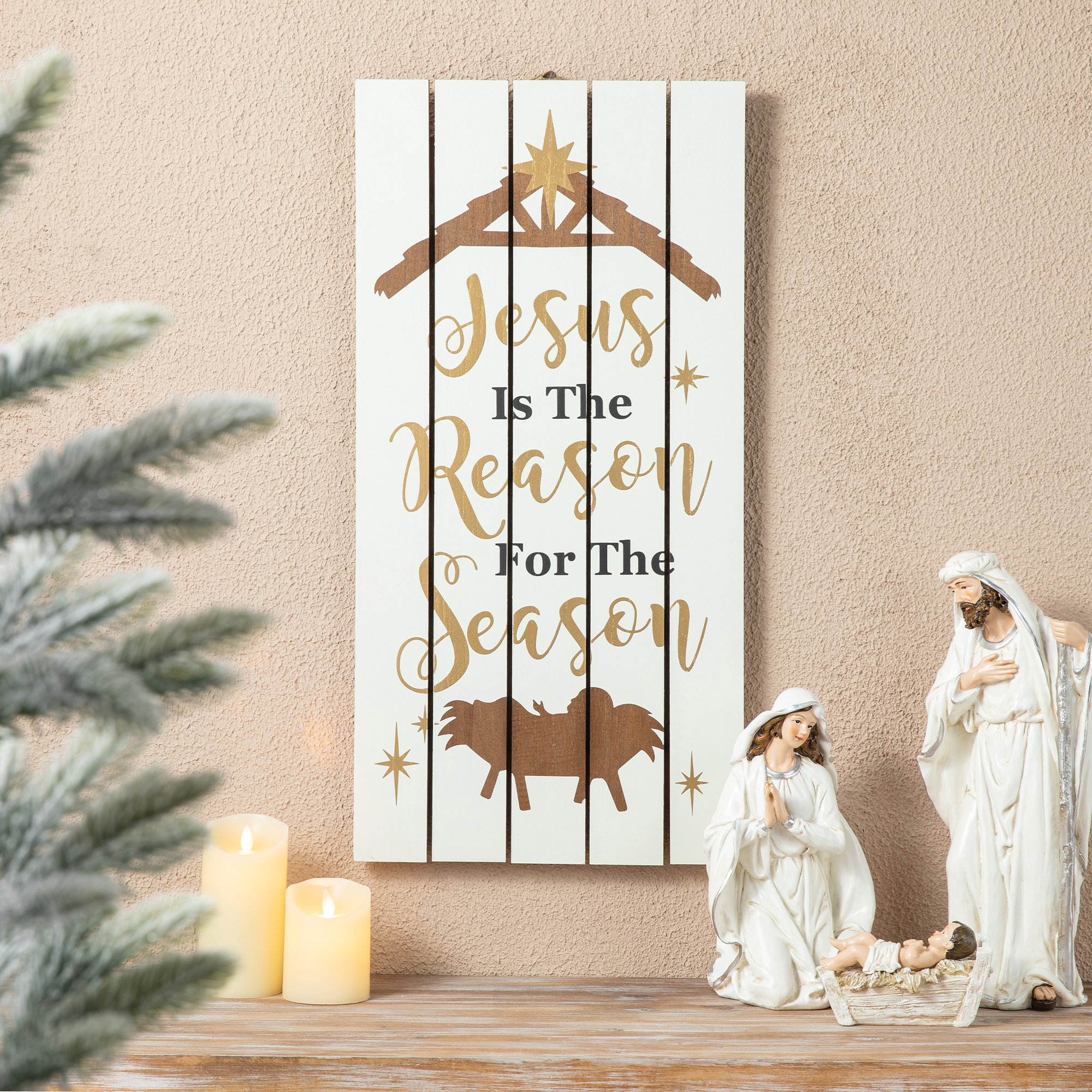 Glitzhome Wooden Slatted Wording Wall Decor | Wayfair