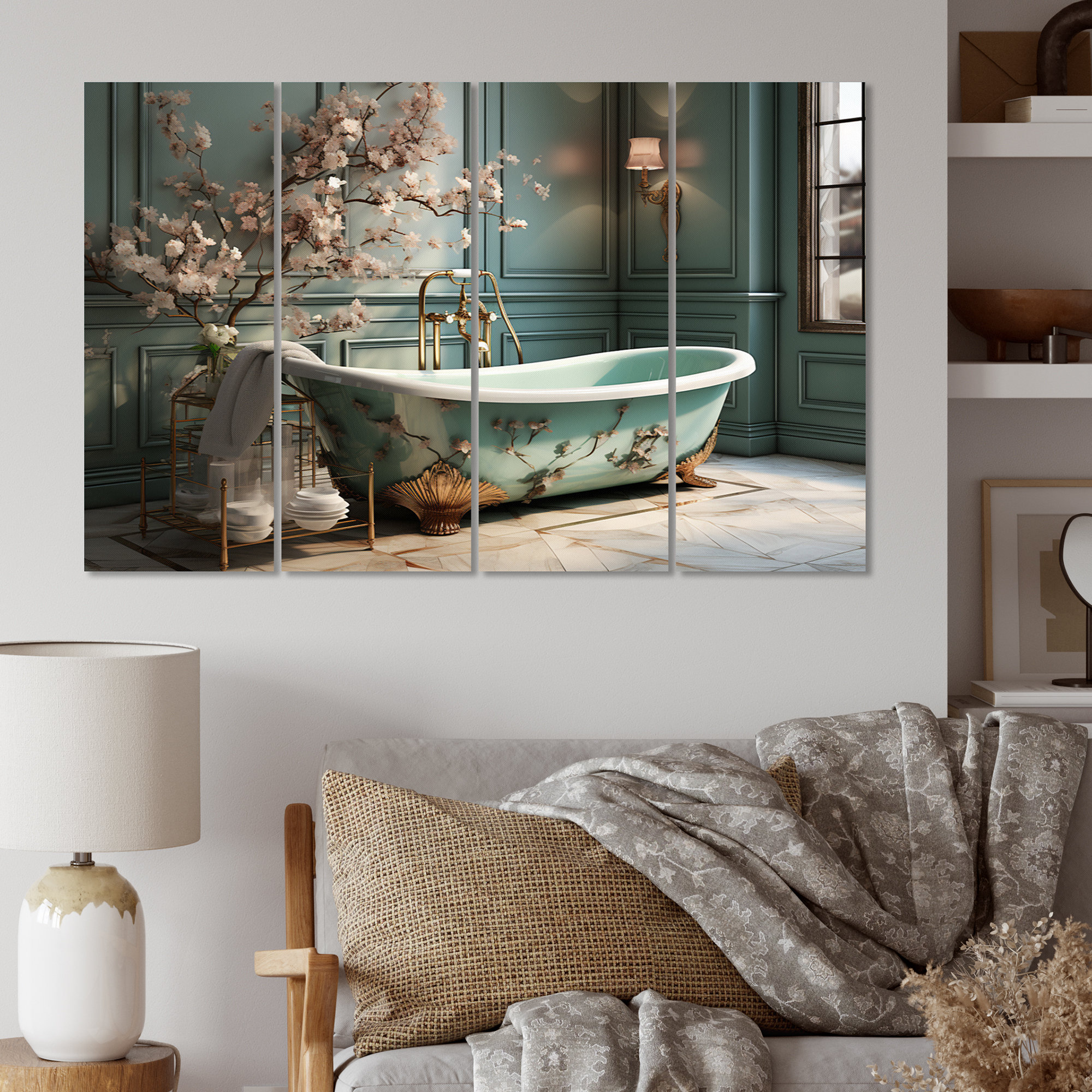 House of Hampton® Bathroom Art Deco III On Canvas 4 Pieces Print | Wayfair