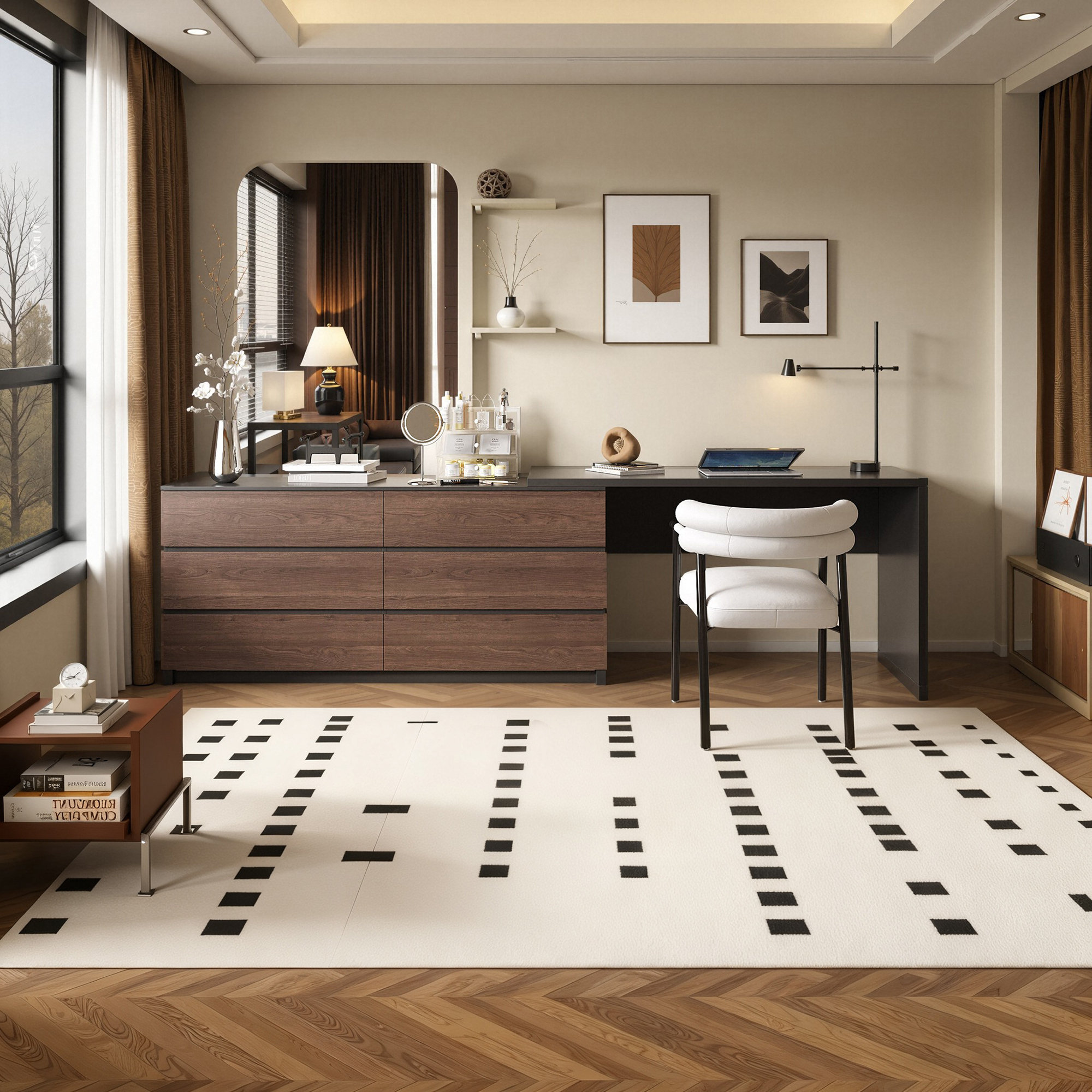 Latitude Run® 97.6-Inch Extendable Vanity Dressing Table Adjustable L ...