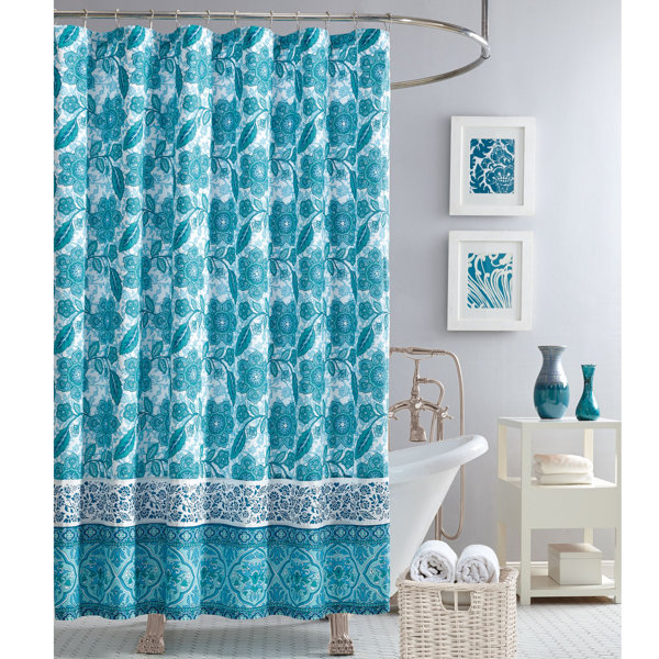 Jessica Simpson Home Aqua Floral Shower Curtain - Wayfair Canada