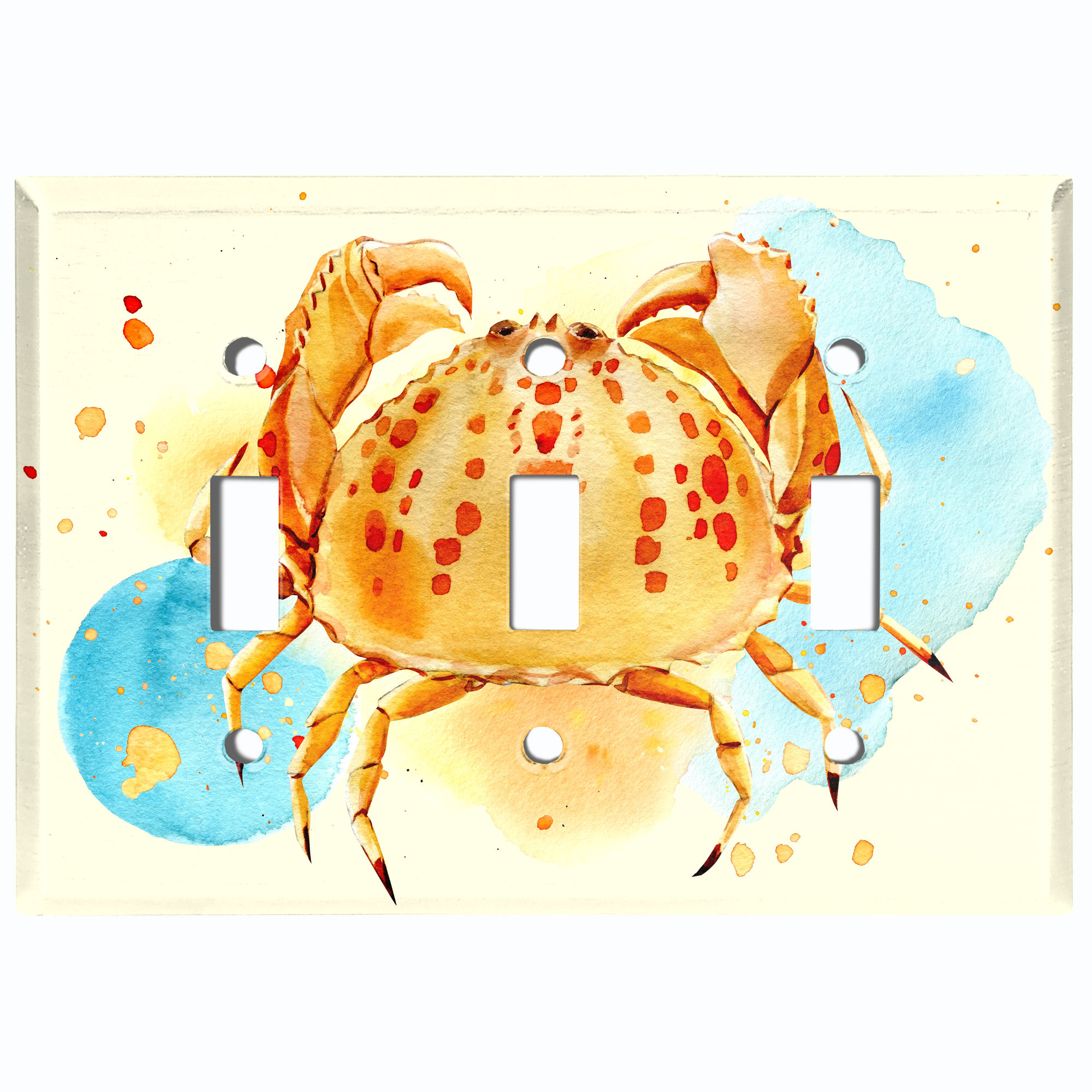 WorldAcc Sea Crab Sand Beach 3-Gang Toggle Light Switch Wall Plate ...