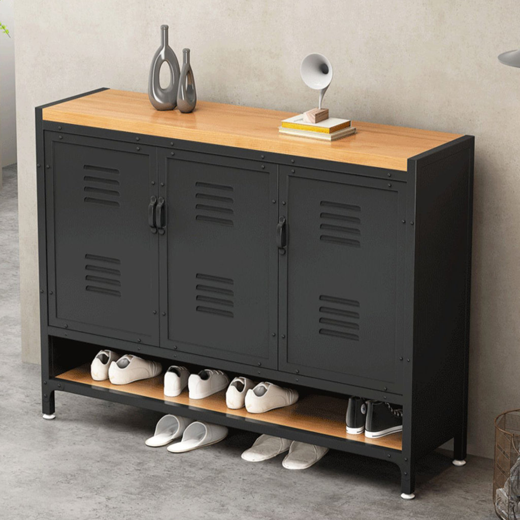 DICIXA Vintage Industrial Style Iron Shoe Cabinet Locker 20 Pair Shoe ...