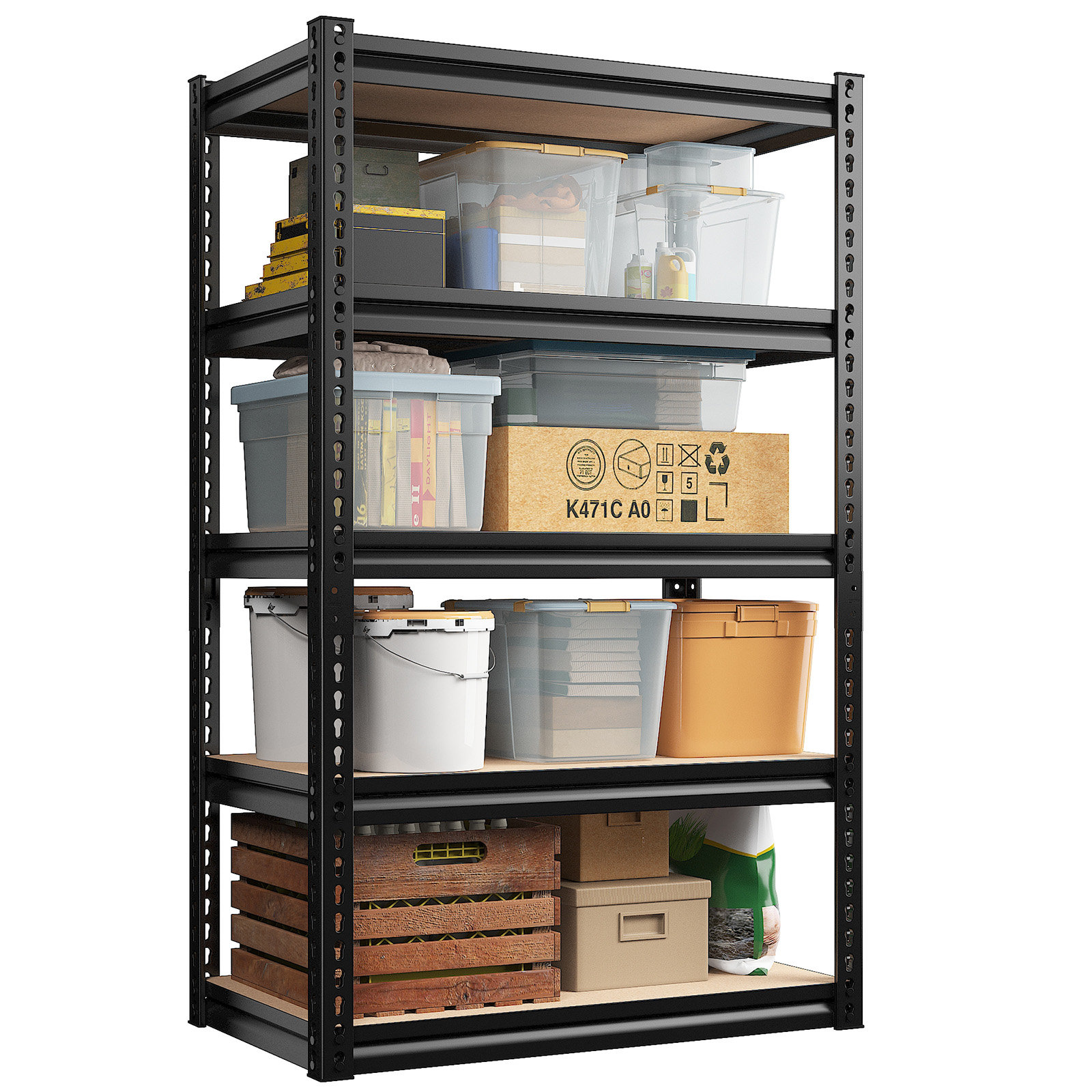 Rebrilliant Paltin 60" H Metal Storage Shelves, 5 Tiers Adjustable ...