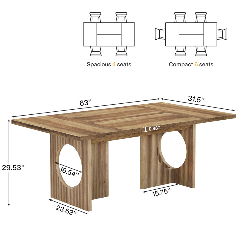 Ebern Designs 63-Inch Farmhouse Dining Table | Wayfair
