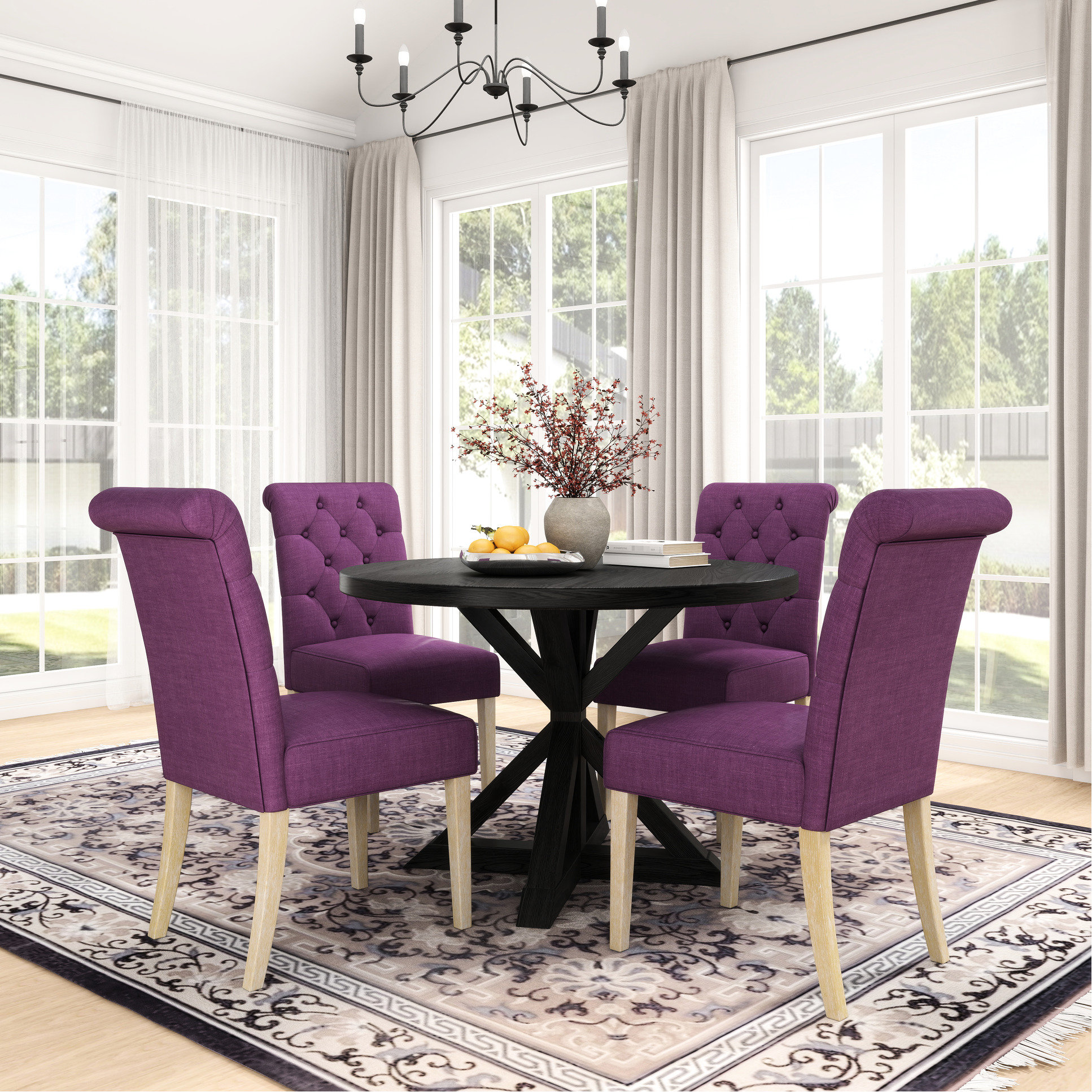 Red Barrel Studio® Elegant 5 Dining - Cross-buck Table & 4 Well-built ...