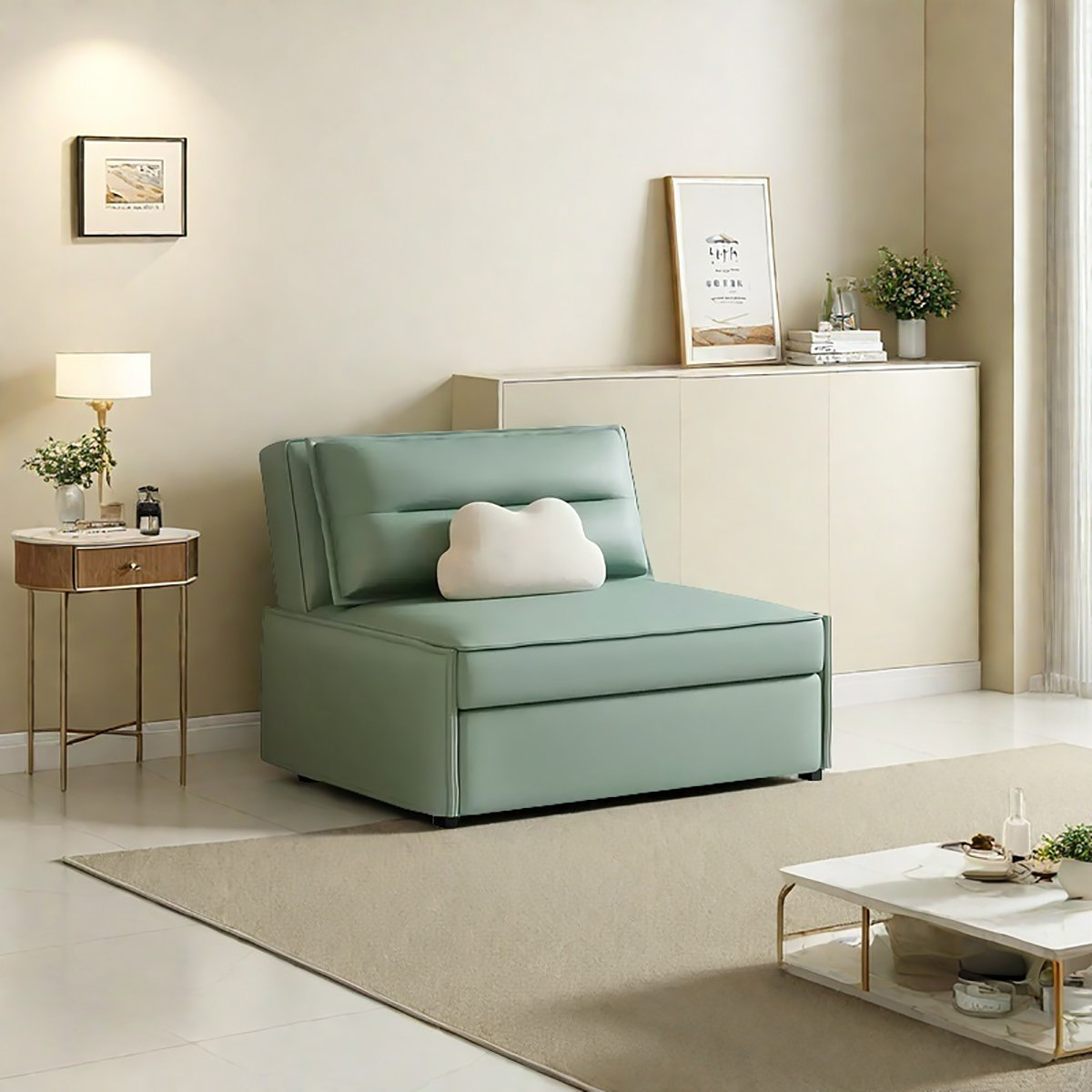 Hokku Designs Green Modern Minimalist Cat Scratch Resistant Fabric Sofa ...