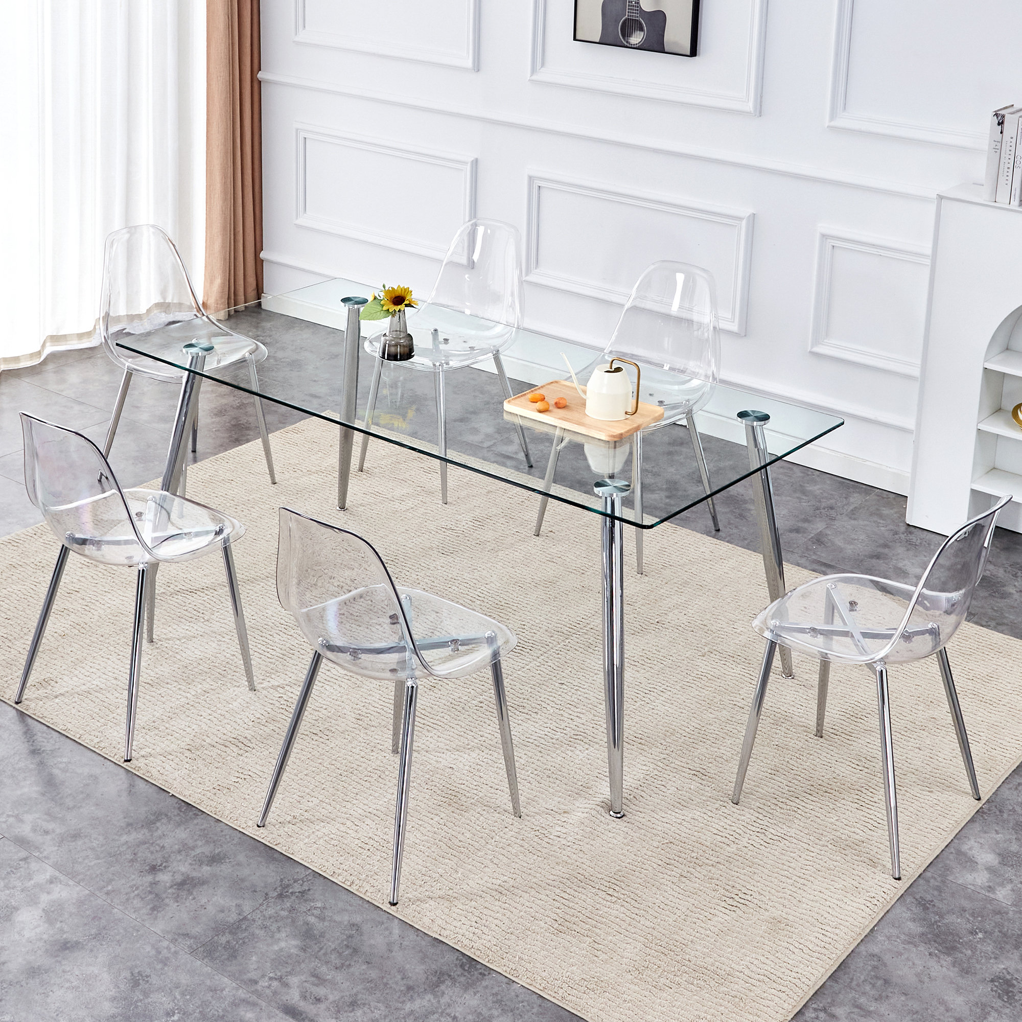 Ivy Bronx Glass Top Dining Table Set | Wayfair