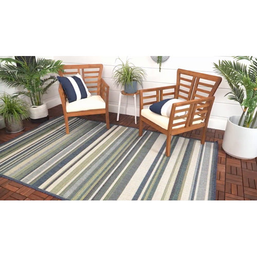 Beachcrest Home Tavon Striped Indoor / Outdoor Rug & Reviews | Wayfair
