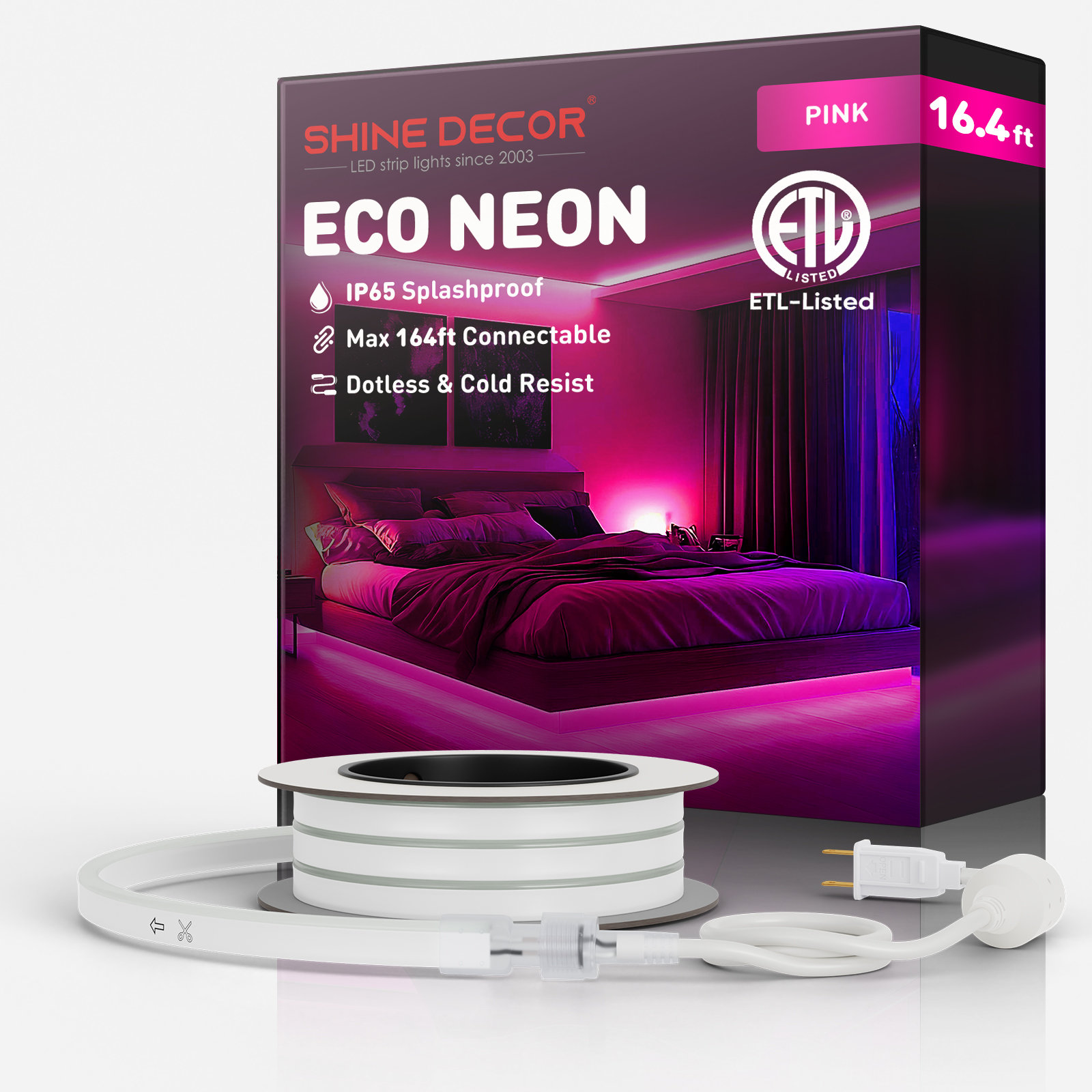 Shine Decor 120V Neon Rope Lights Pink | Wayfair