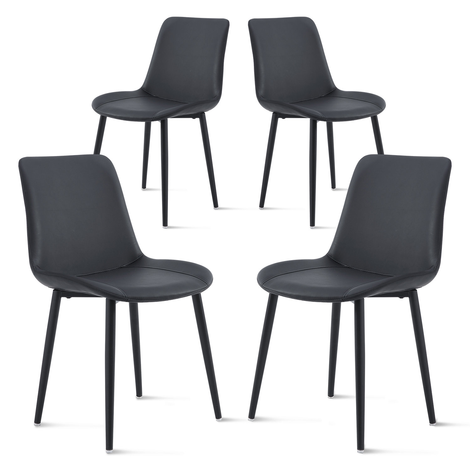 George Oliver Leather Dining Chairs, Mid Century Modern Faux Leather ...