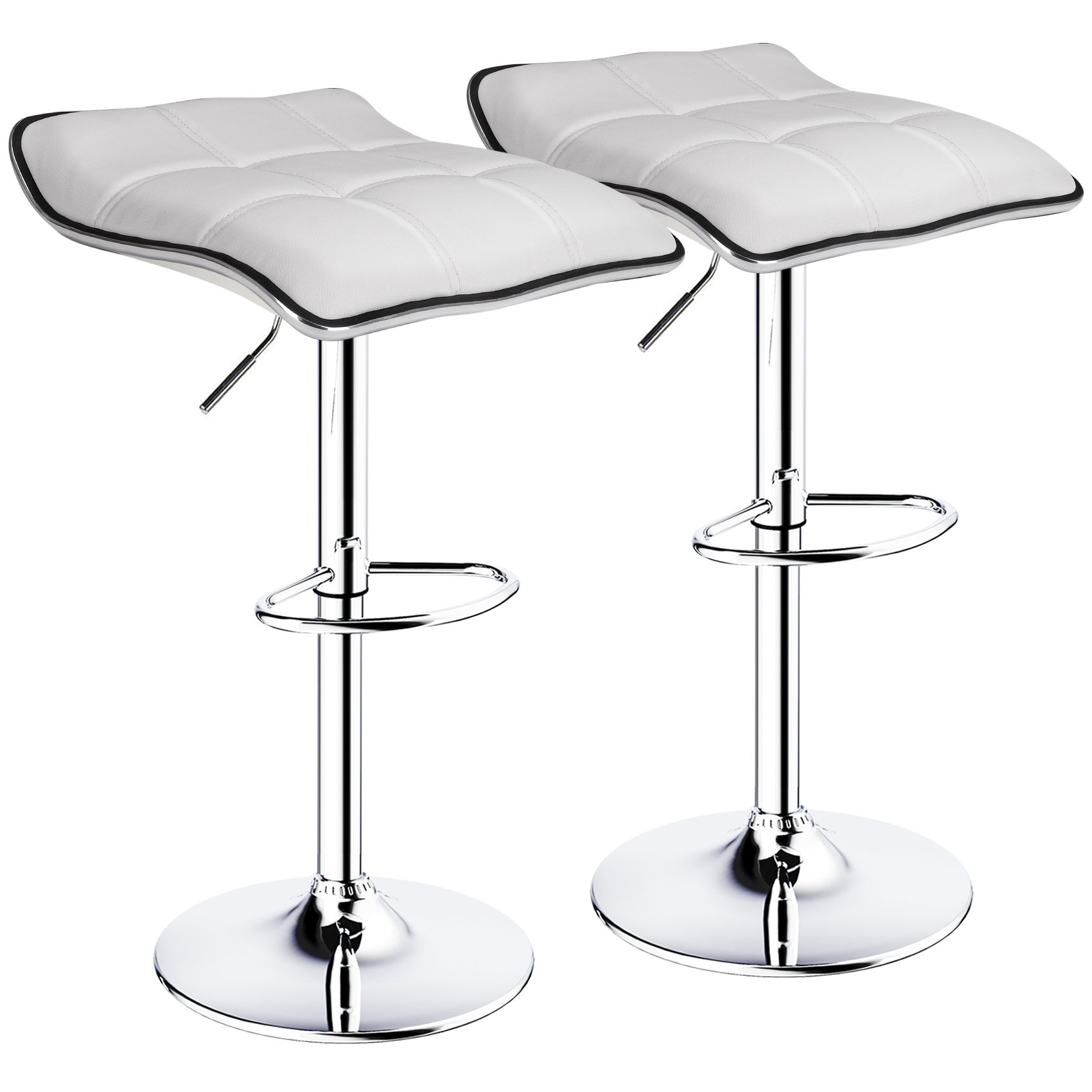 Orren Ellis Adjustable Spin Bar Stool with Solid Wave Seat & Reviews ...