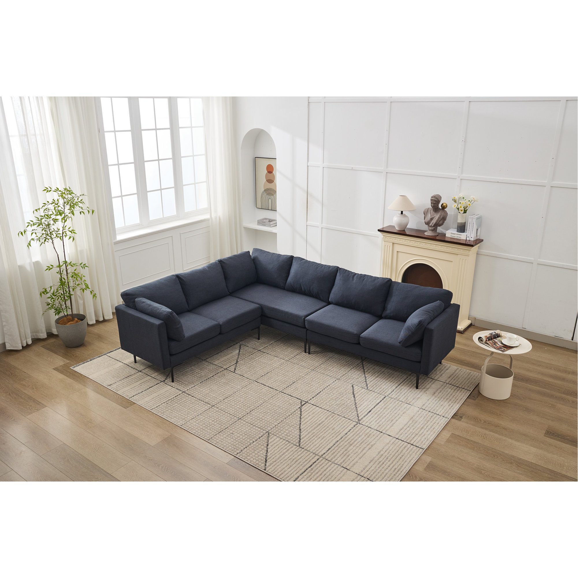 Latitude Run® 106" W Sectional L Shaped Sofa Couch Set For Living Room ...