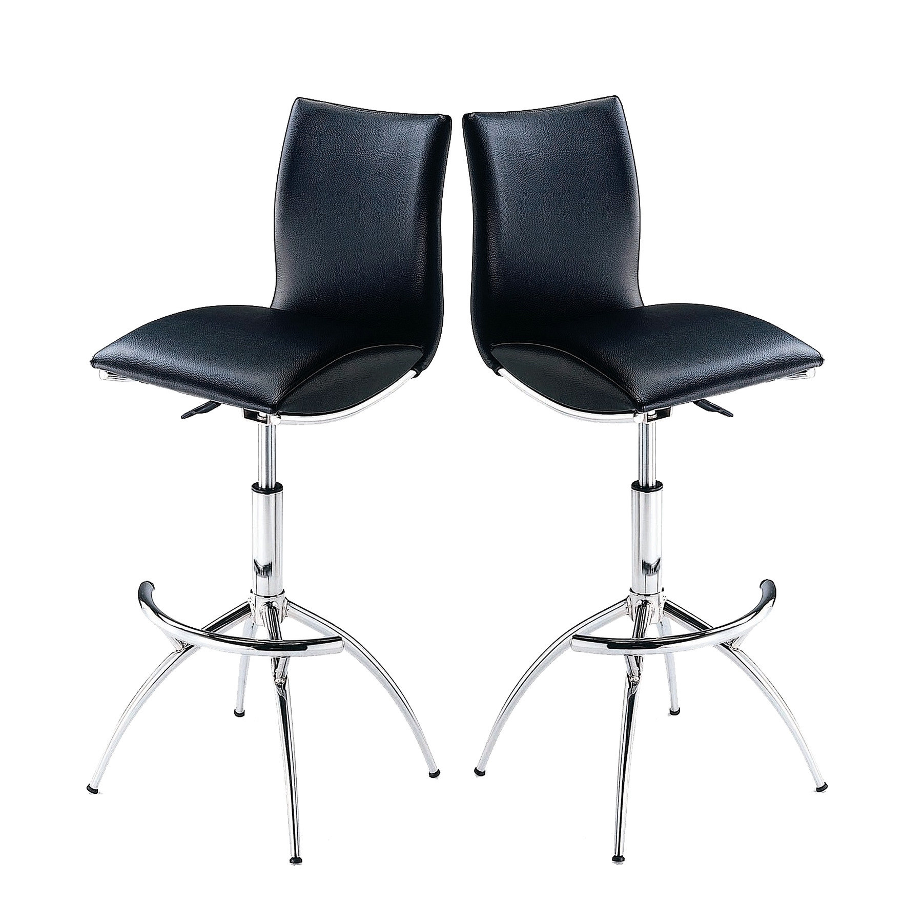 Orren Ellis Of 2 Modern Bar Chairs, Black Upholstery, Metal Legs ...