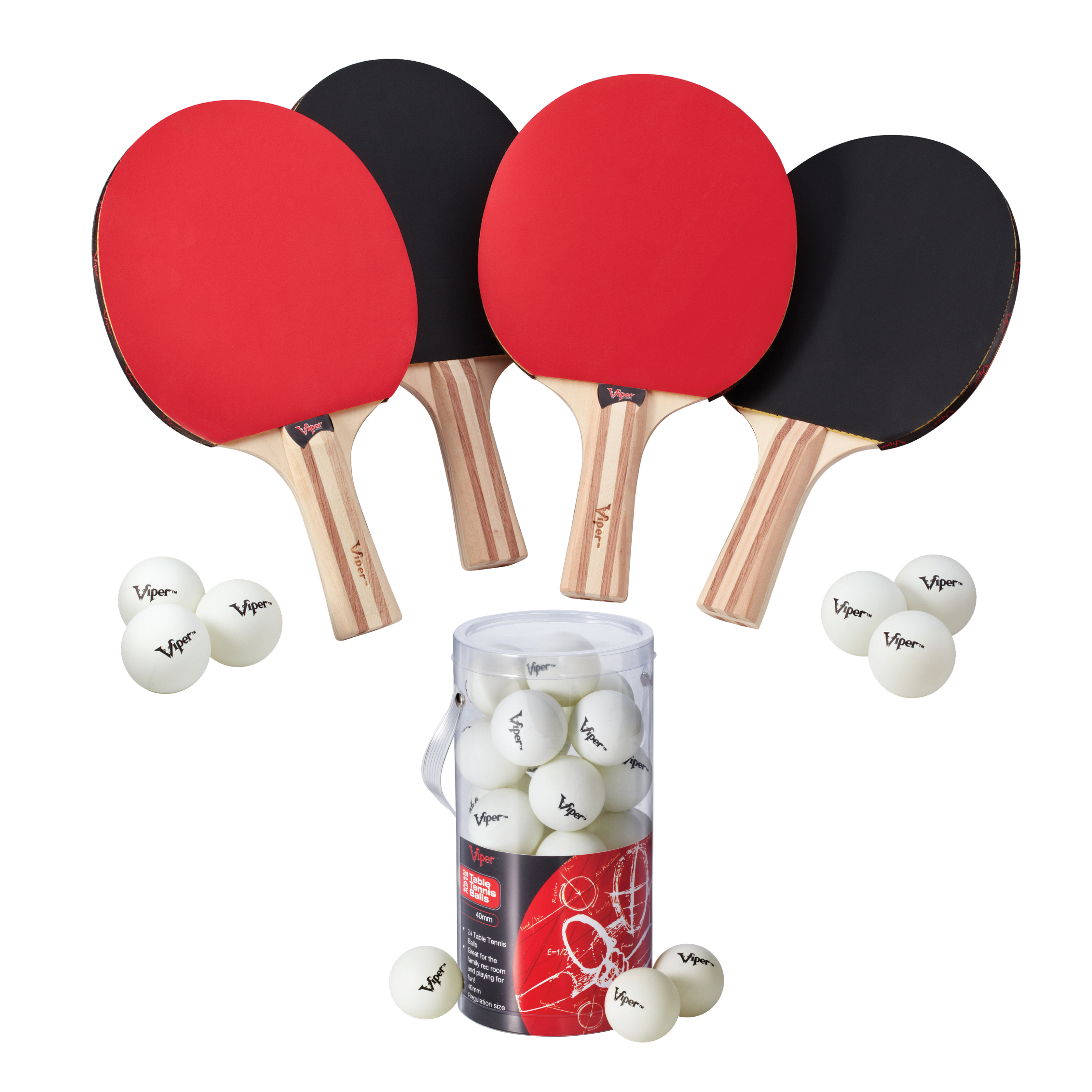 Viper Table Tennis Four Racket Set With 30 Table Tennis Balls & Reviews ...
