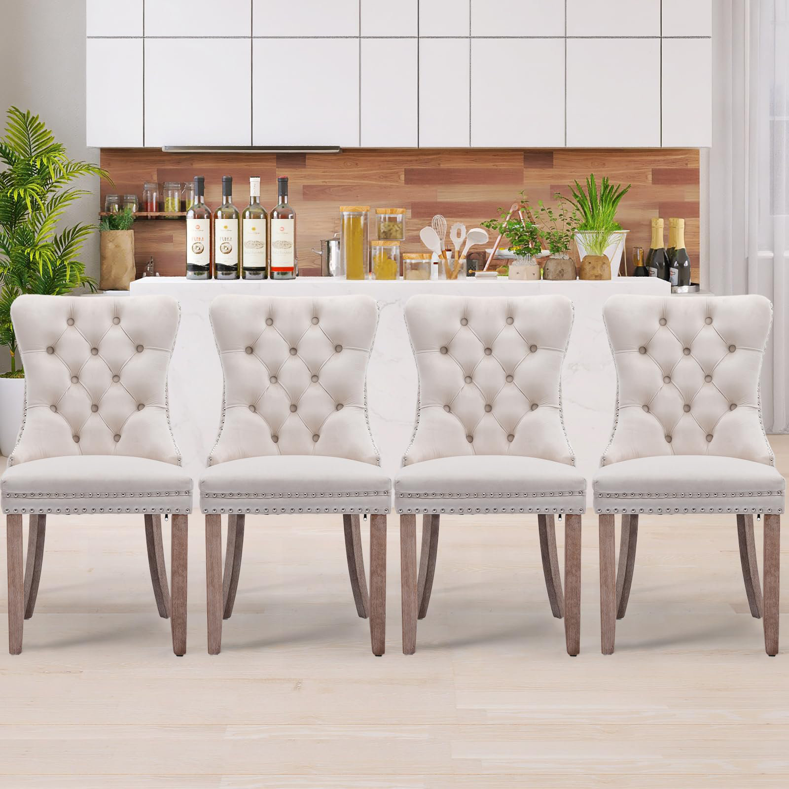 Inbox Zero Velvet Dining Chairs, Upholstered High-end Tufted Dining ...