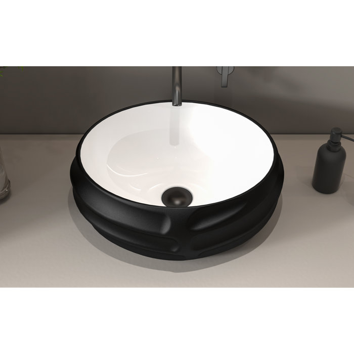 MEJE 18" Oval Matte Black Embossed Art Basin, Countertop Bathroom ...