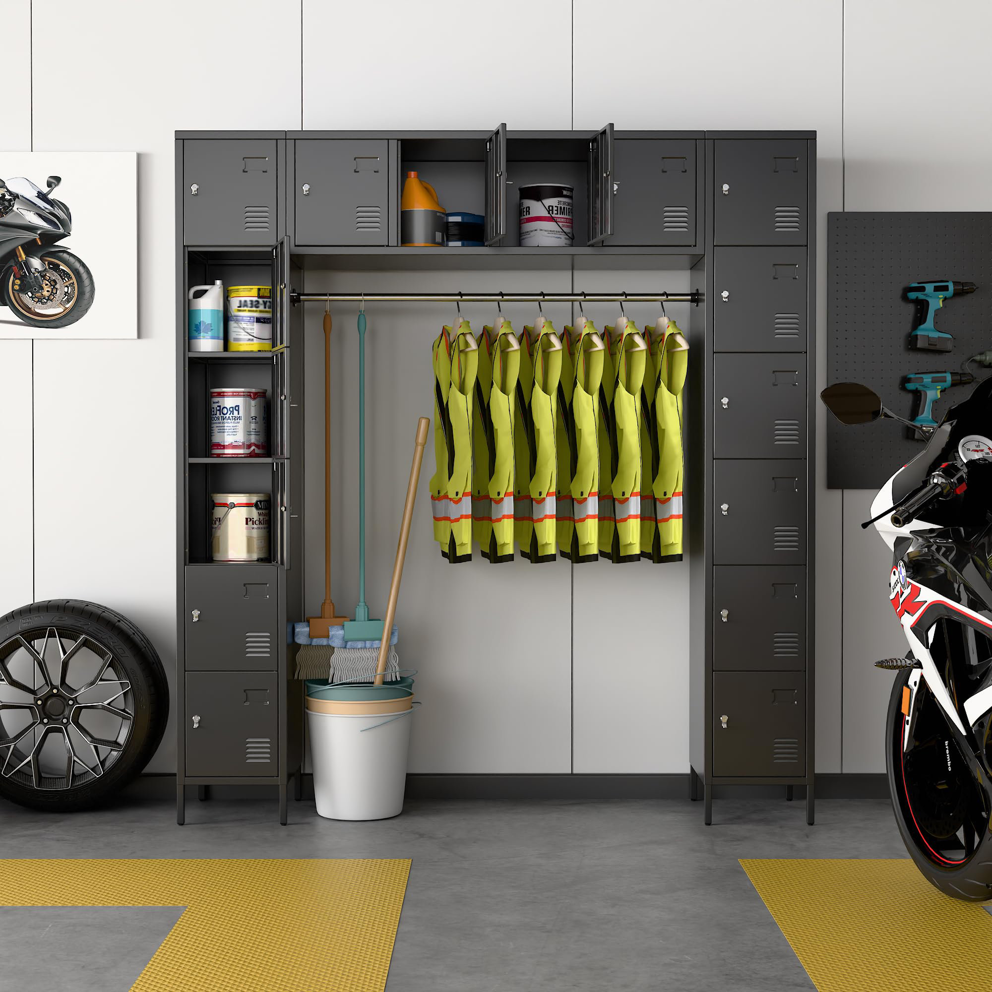 GangMei 78" H 16 Doors Multi-functional Combination Locker,employees ...