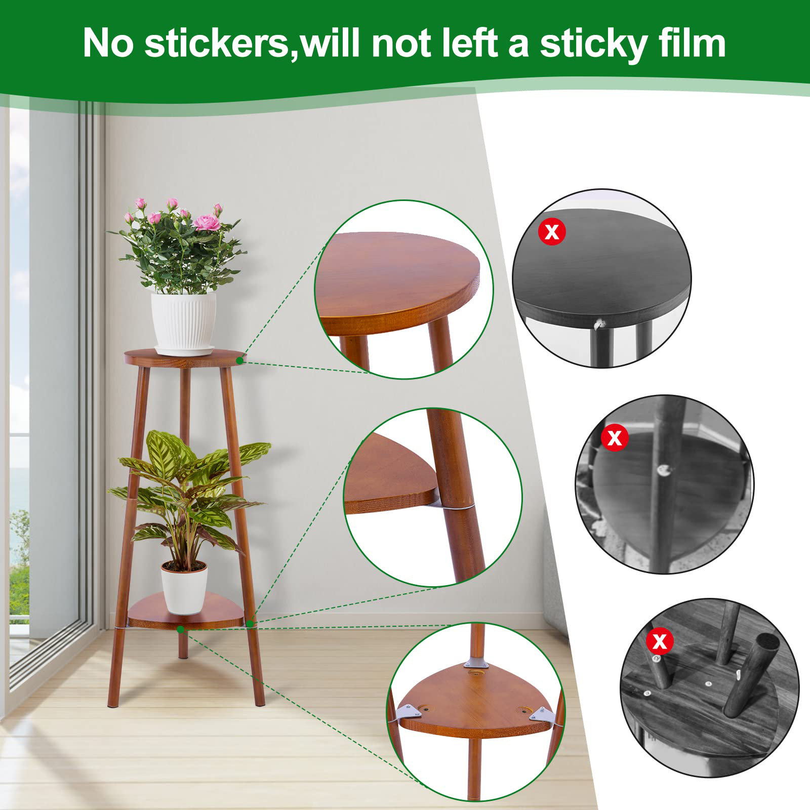 George Oliver 2-Tier Convertible Wooden Plant Stand – Tall Multi ...