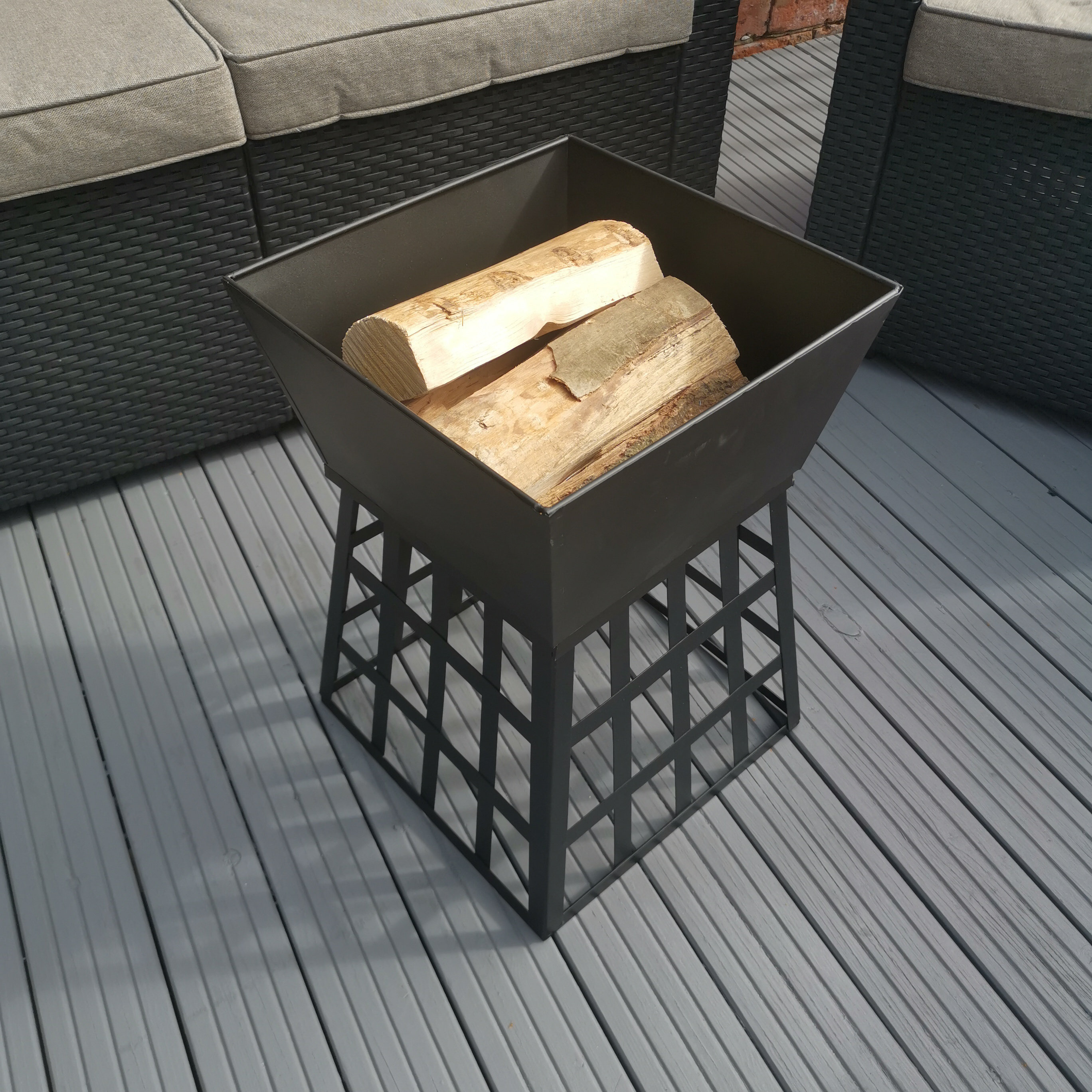 Samuel Alexander Redwood 33cm x 33cm Outdoor Garden Square Fire Pit ...