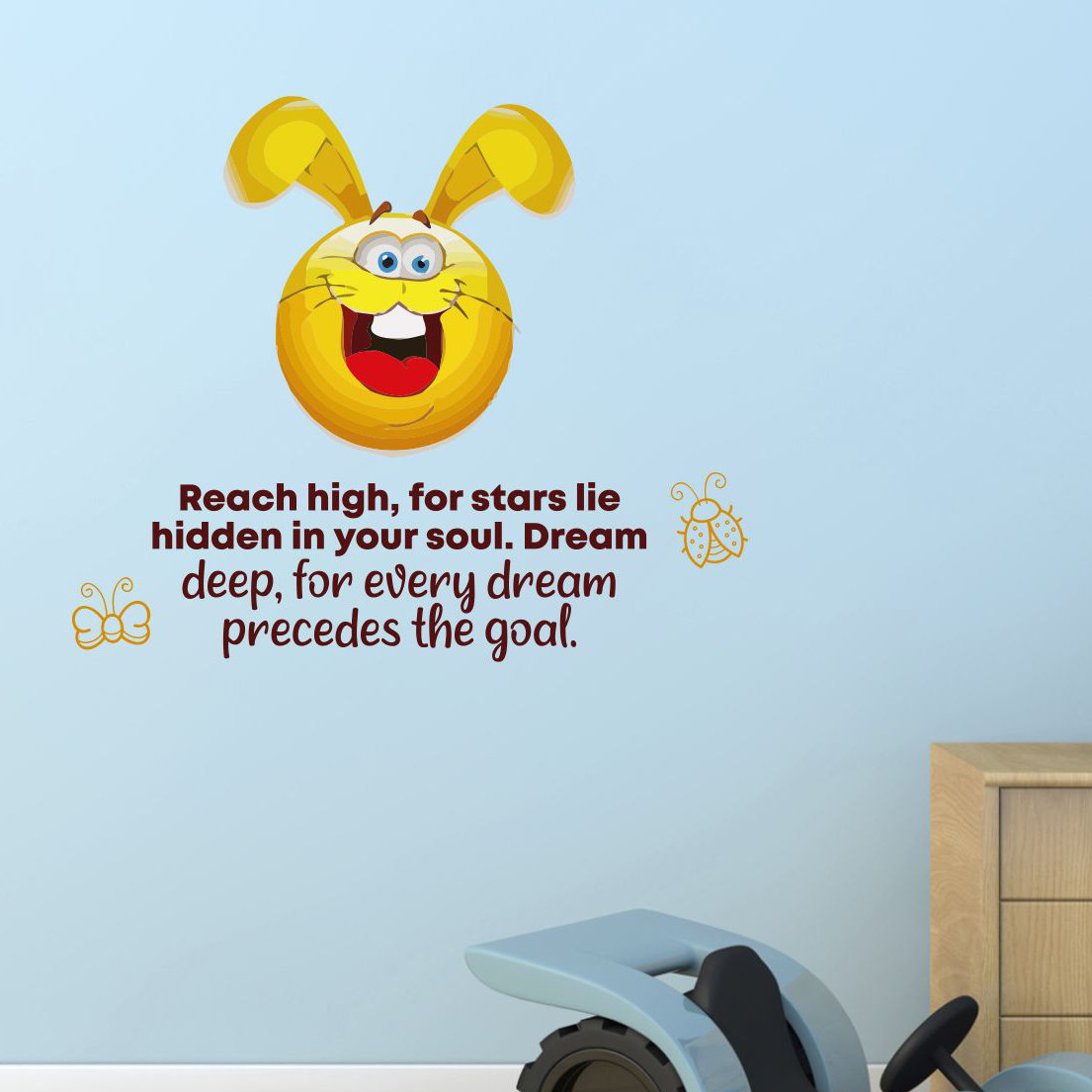 Zoomie Kids Reach High Cute Rabbit Life Cartoon Quotes Decors Wall ...