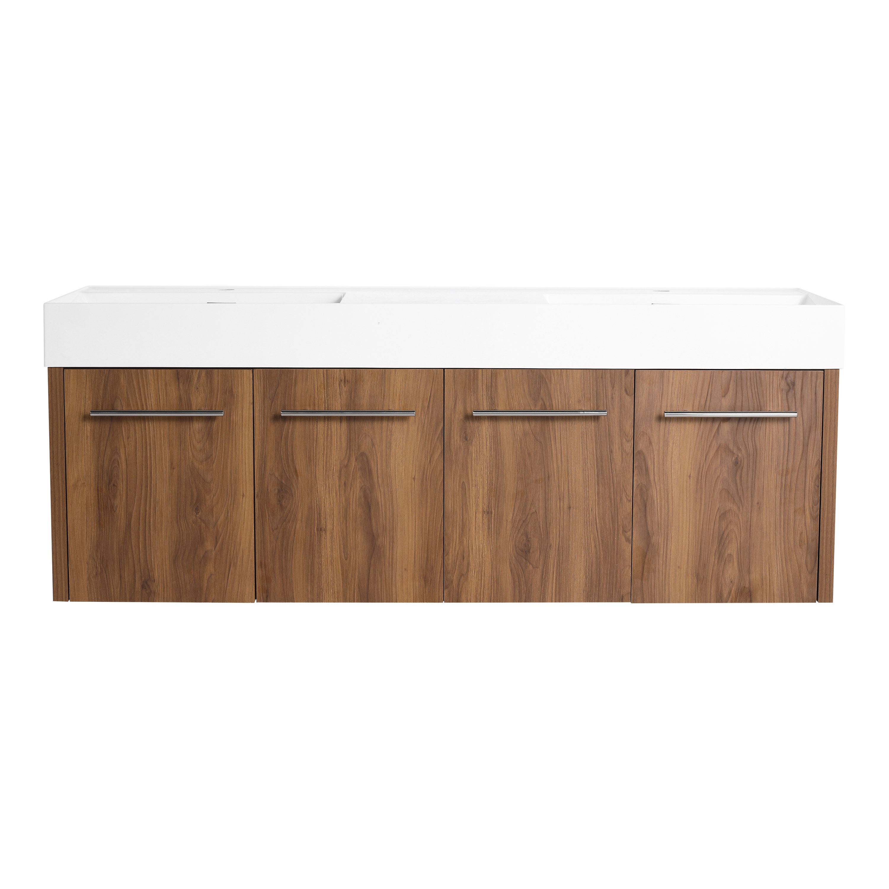 Latitude Run® 60-Inch Wall-Mounted Bathroom Vanity With Thick Edged ...