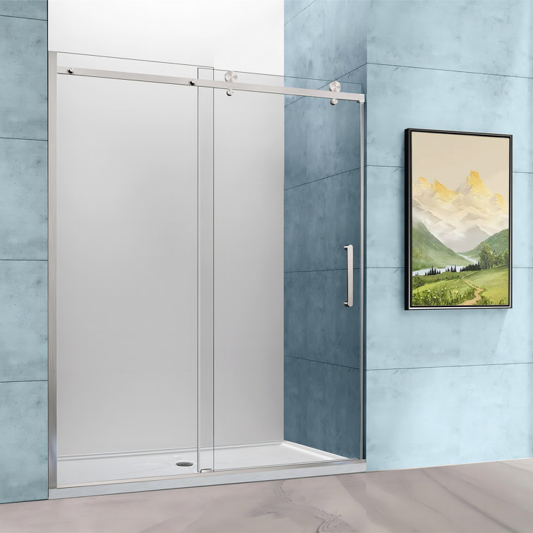 CKB 55" - 59" W x 75" H Single Sliding Frameless Shower Door ...