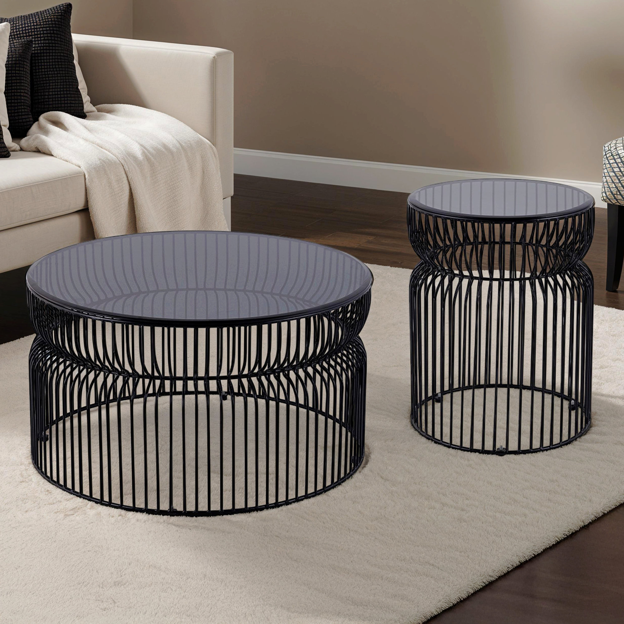 Orren Ellis Modern Set Contemporary Metal Nested Base And Tinted ...