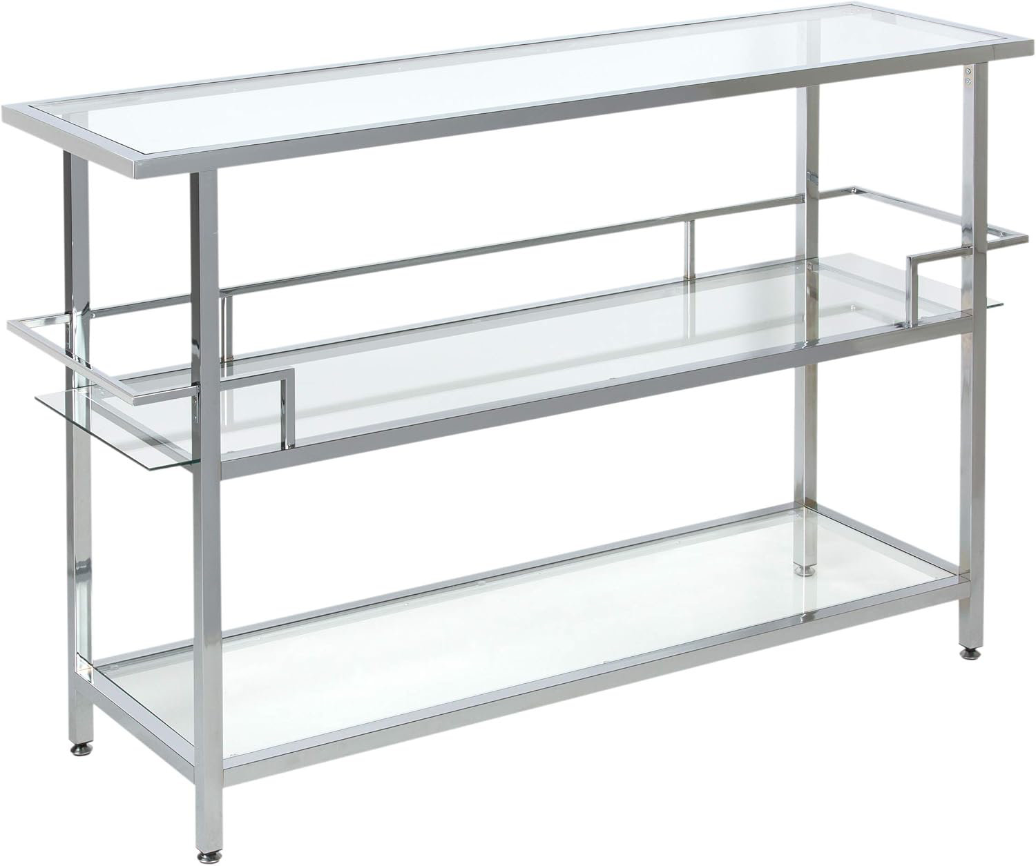 Hokku Designs Chrome And Clear Glass Bar With Three Spacious Tiers ...