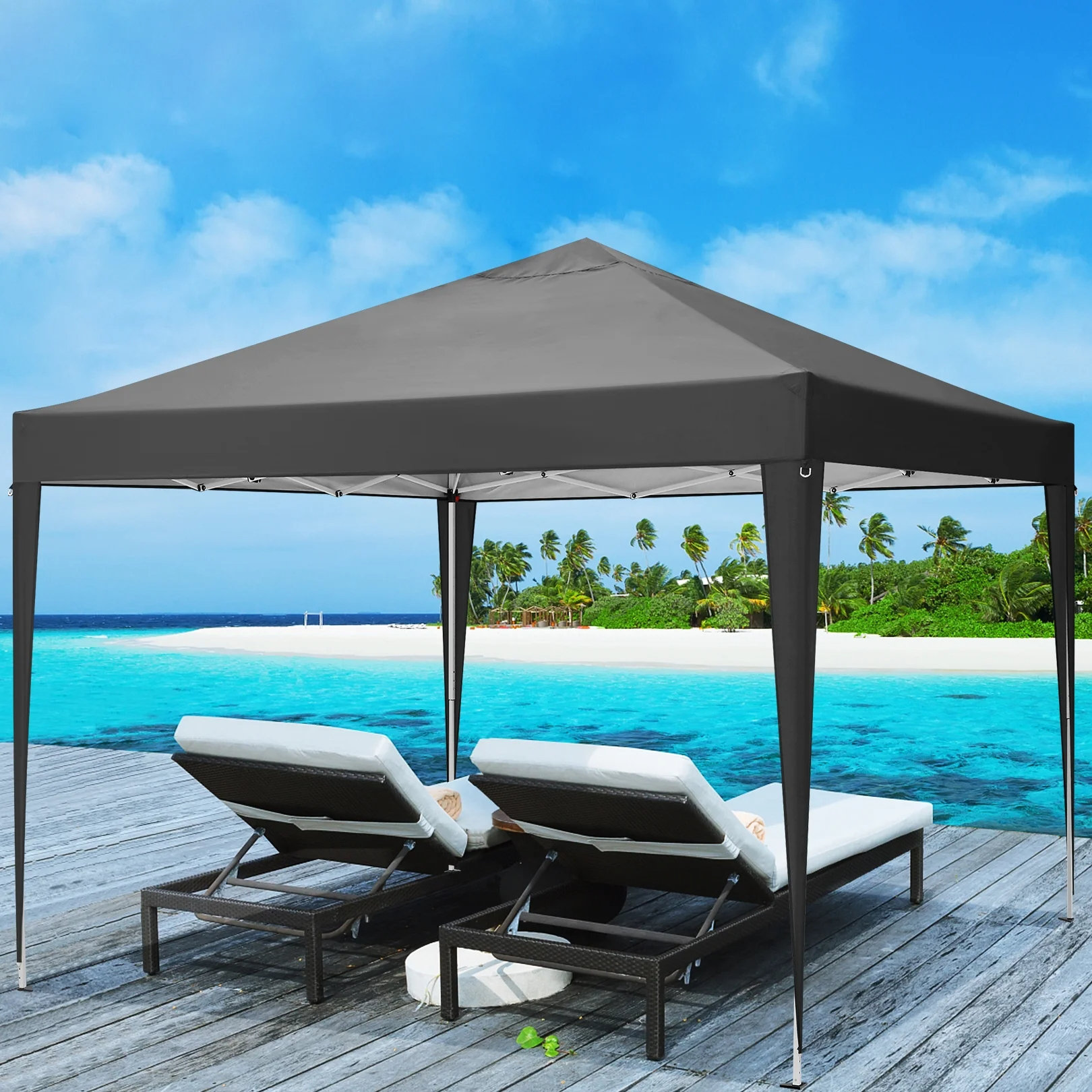 Ancheer 10x10 Pop Up Canopy Tent Without Sidewall, UPF 50+ Waterproof ...