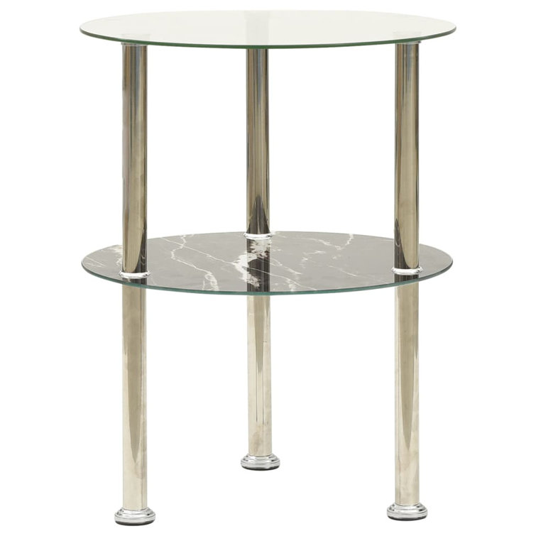 Metro Lane Maranda 2-Tier Side Table Transparent & Black Marble 38 cm ...