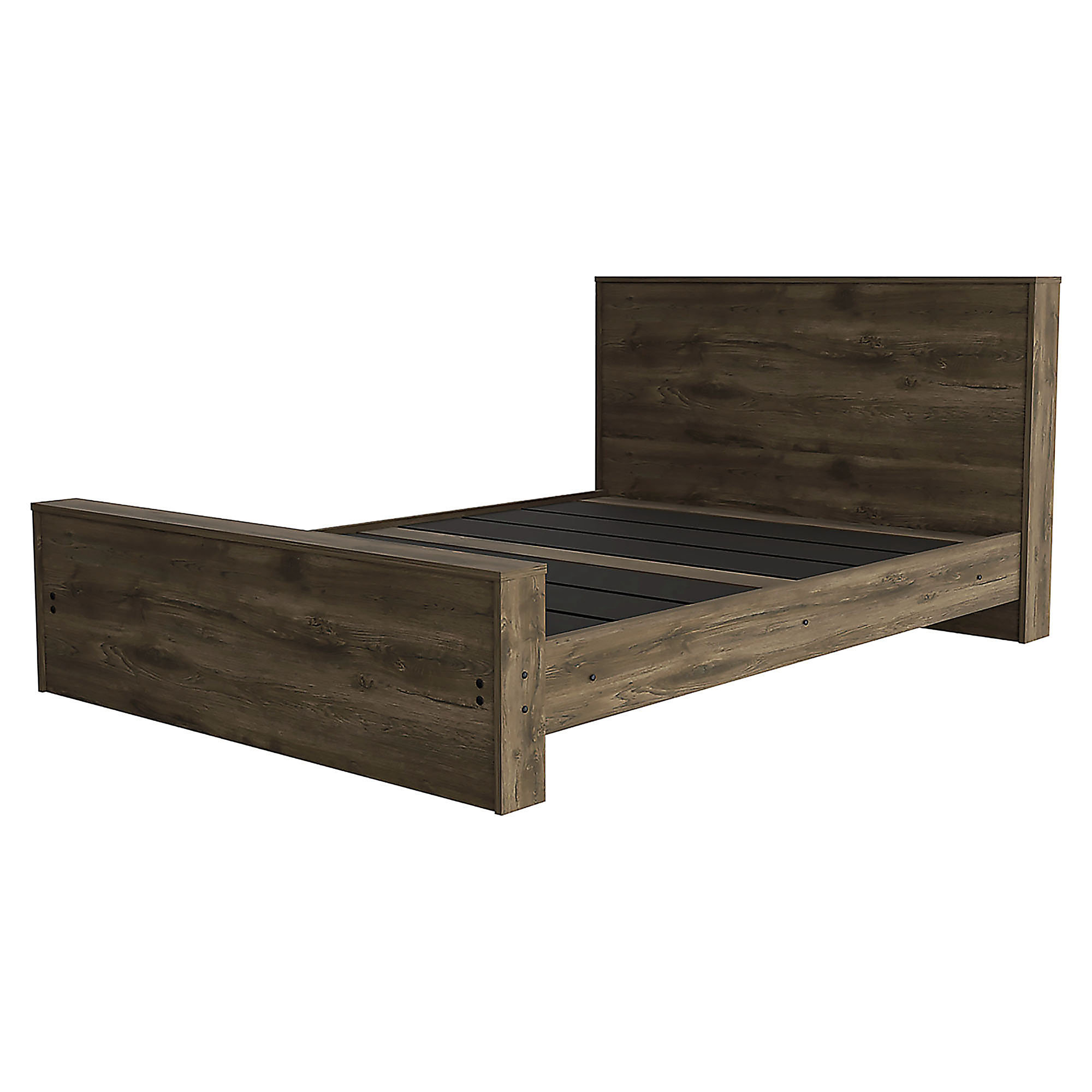 Millwood Pines Braga Full Size Bed Base with Headboard, Dark Brown ...