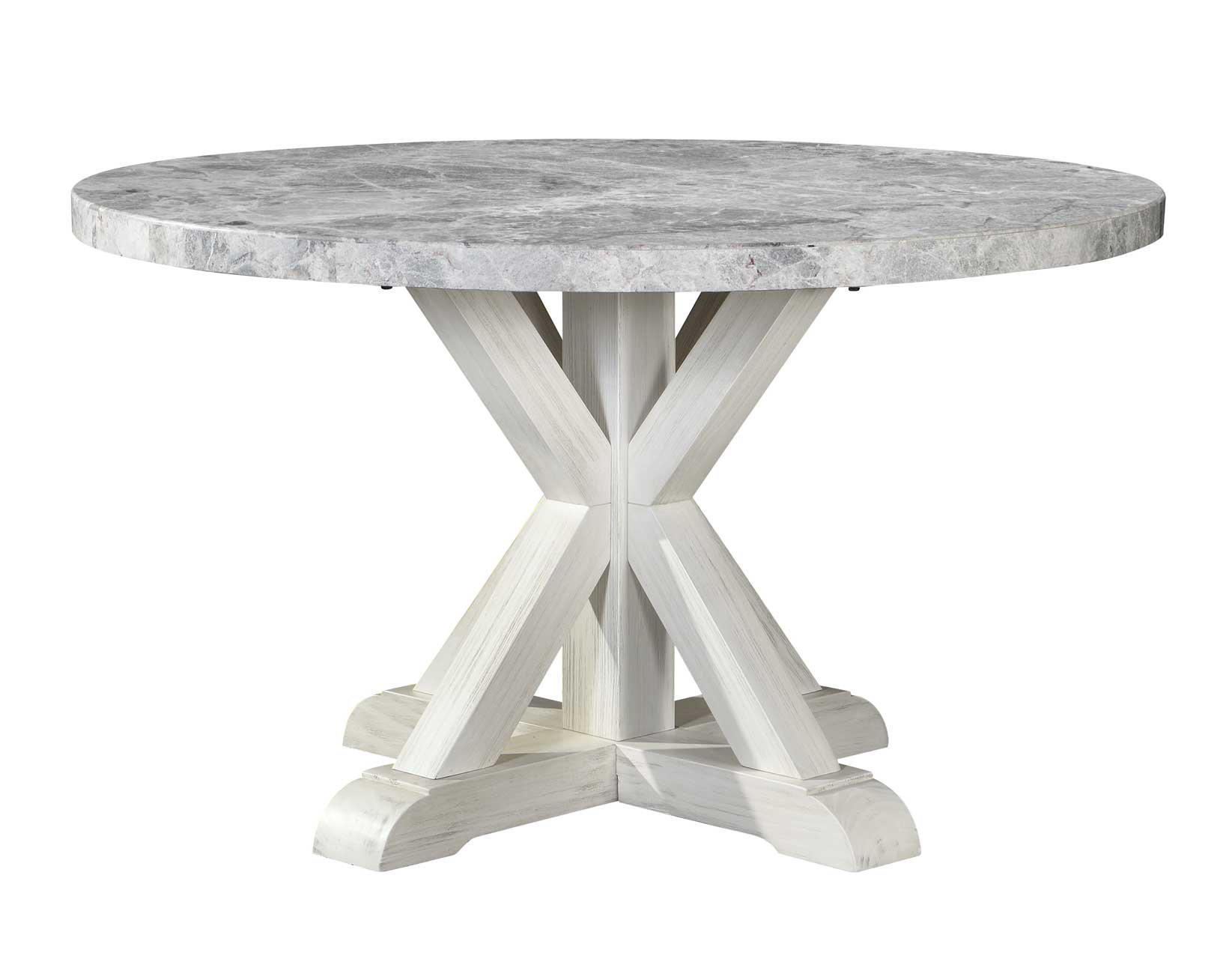 Gracie Oaks Canova 52-inch Round Gray Marble Top Dining Table | Wayfair