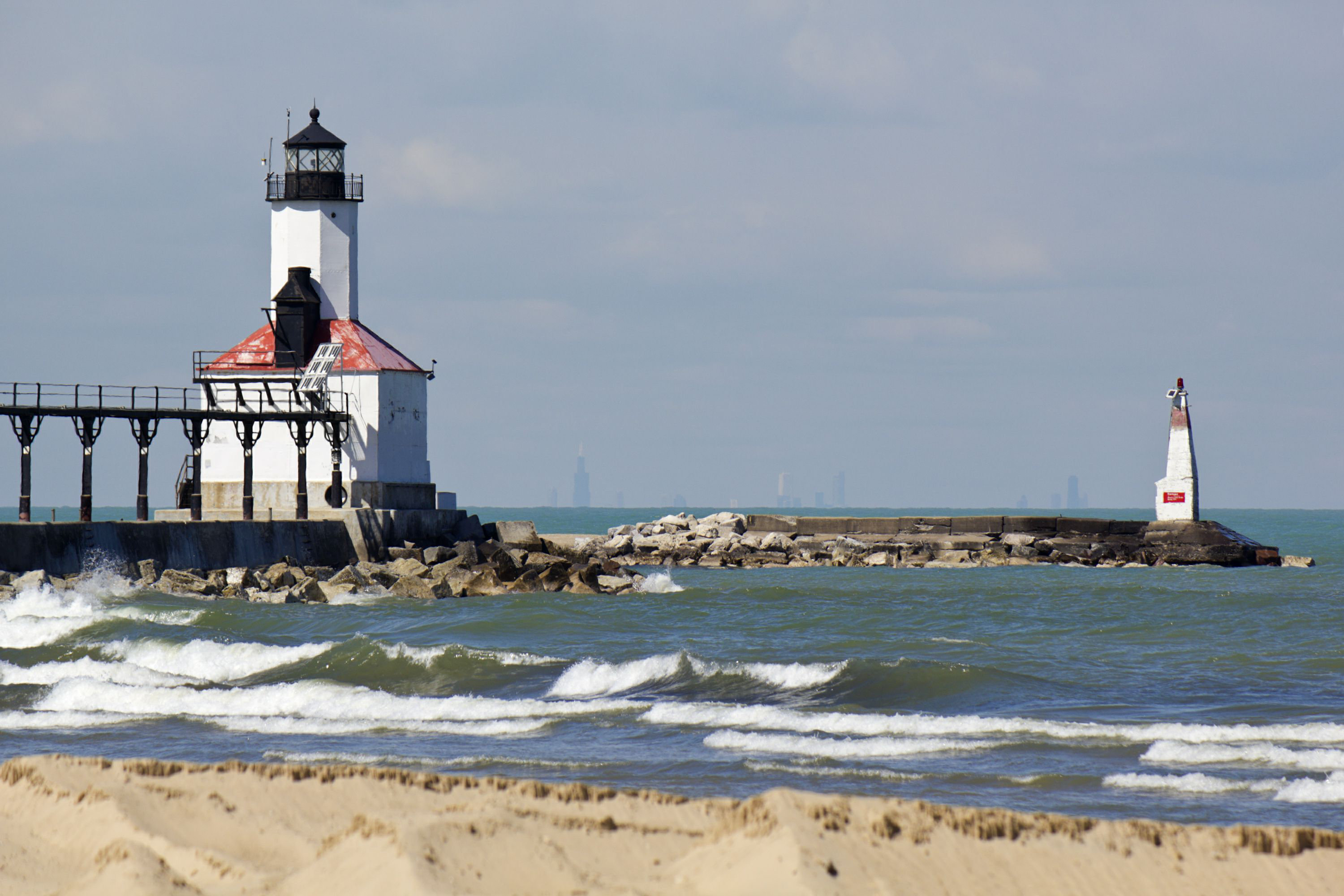 Millwood Pines Herbiorn Chicago Skyline Seen Accross Lake Michigan by ...