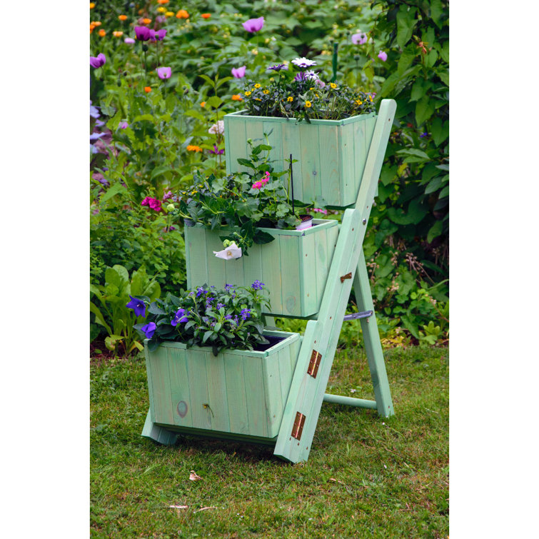 Dakota Fields Three -step wooden planting ladder, flower boxes ...