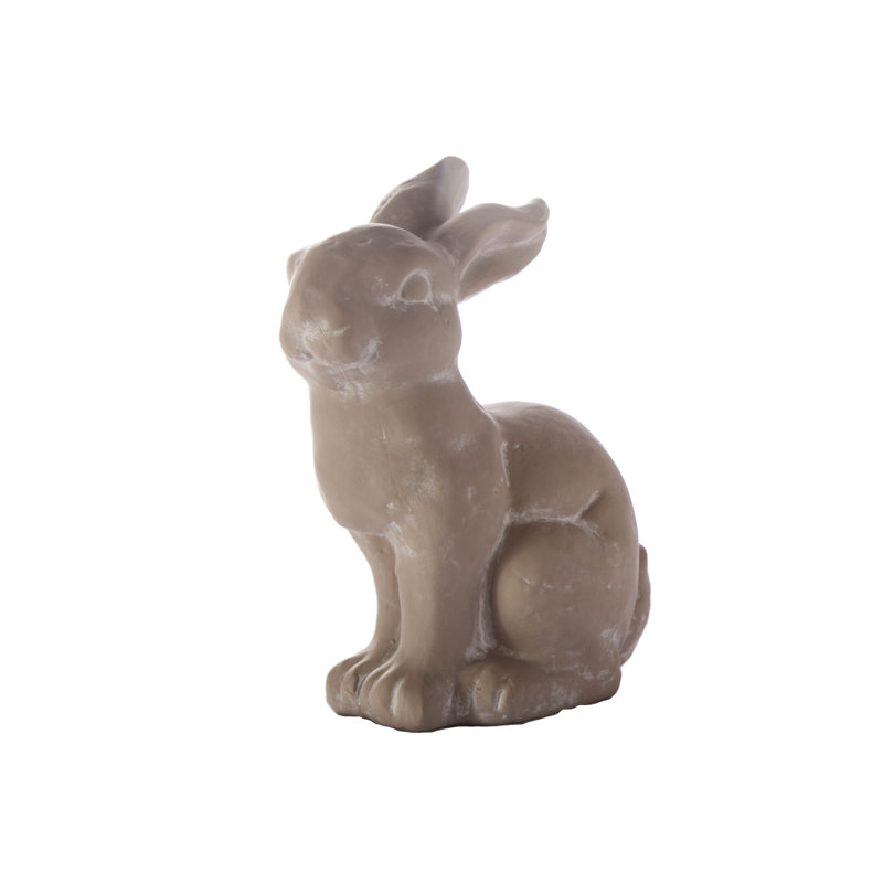 August Grove® Terracotta Sitting Rabbit Figurine Distressed Finish Gray ...