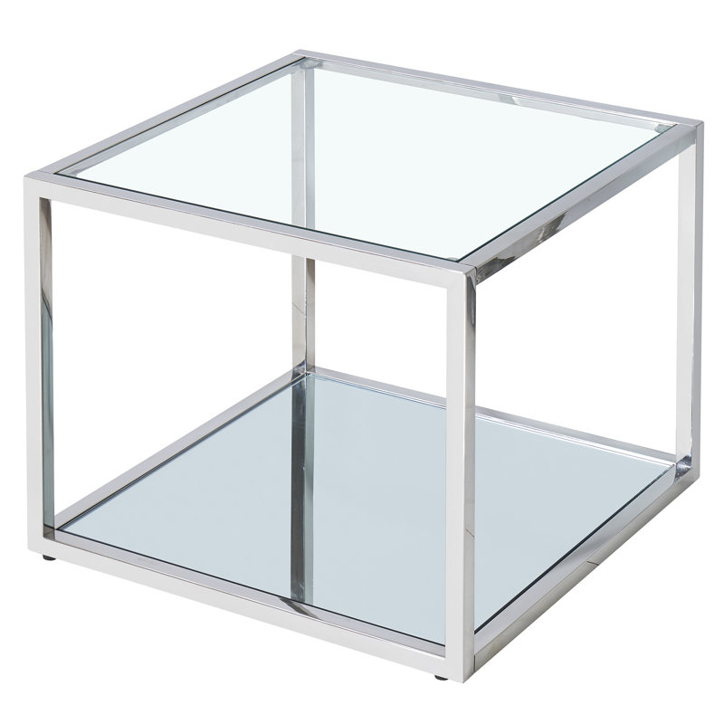 Mercer41 Contemporary Metal And Glass Small Square Coffee Table ...