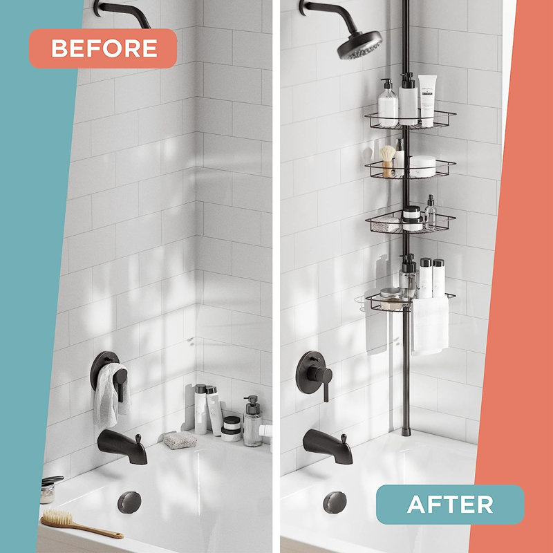 Rebrilliant Tension Pole Stainless Steel Shower Caddy | Wayfair