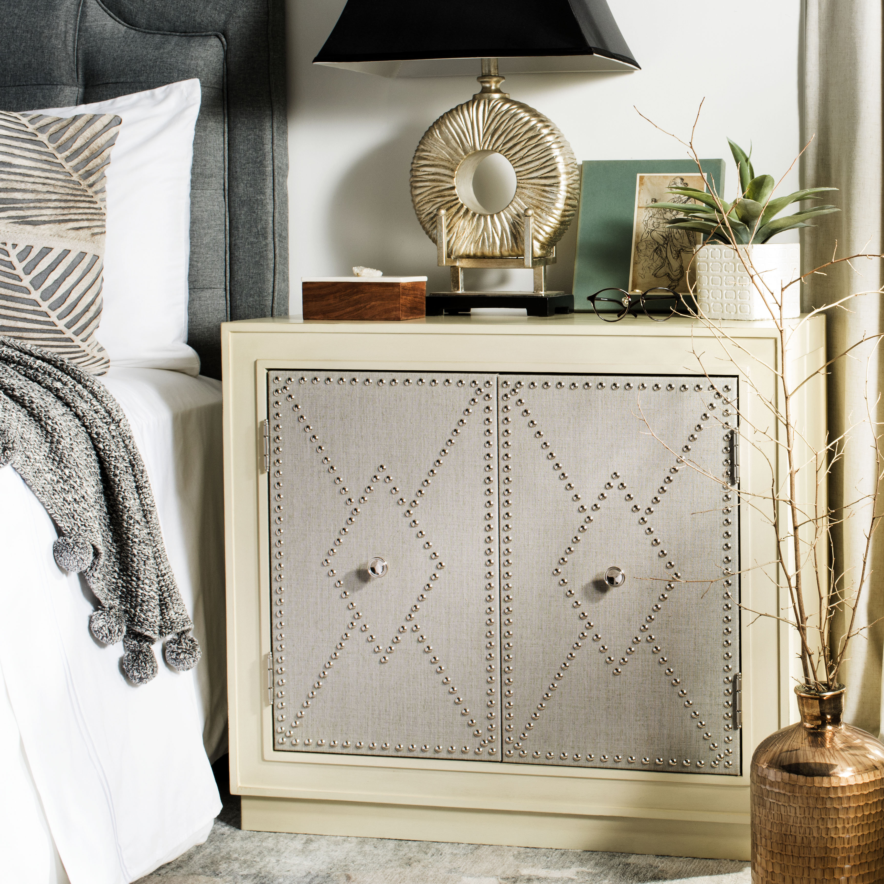 Everly Quinn Studded 2 - Door Accent Cabinet & Reviews | Wayfair