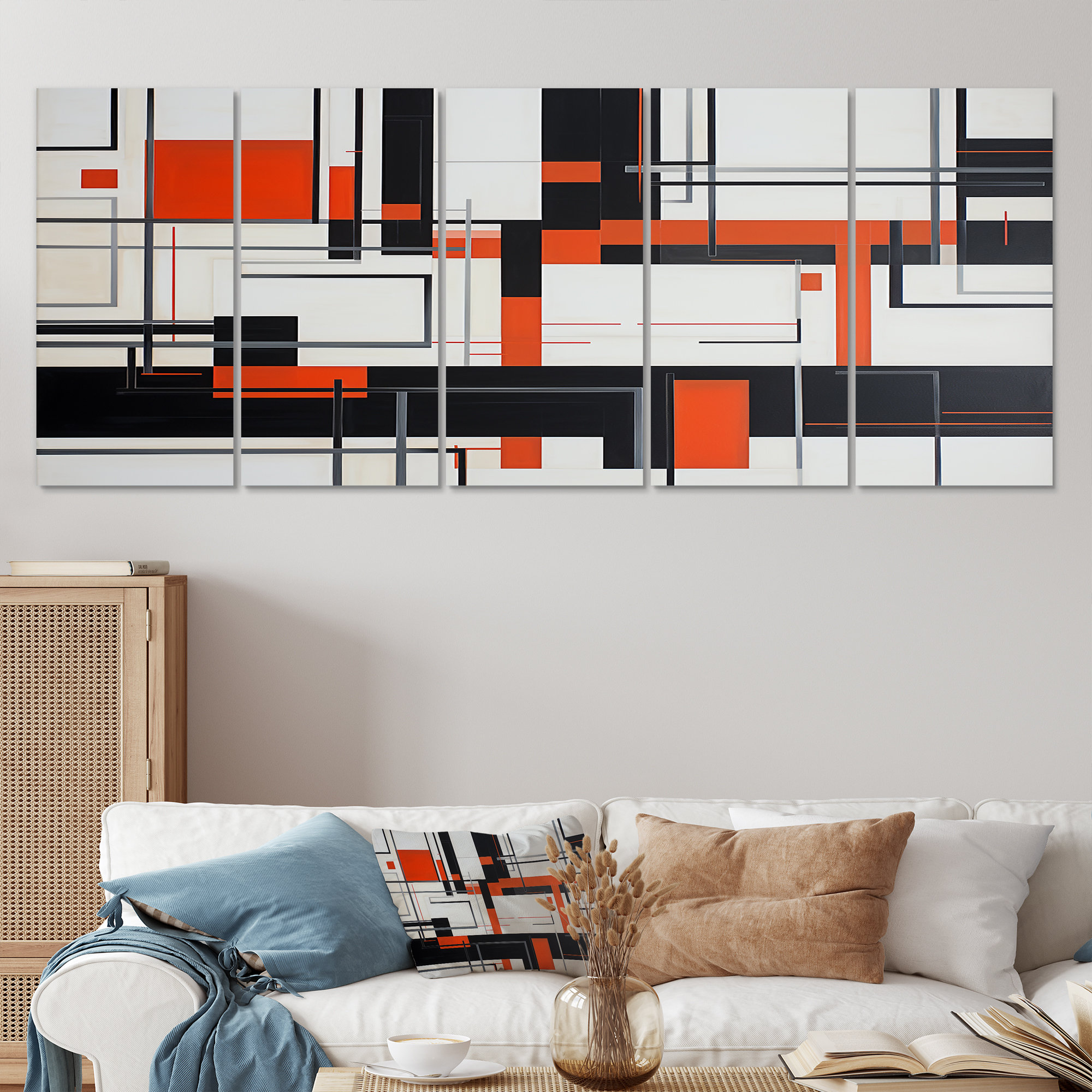 Ivy Bronx Modernist Red Deconstructed Cubes - Geometric Wall Art Decor ...