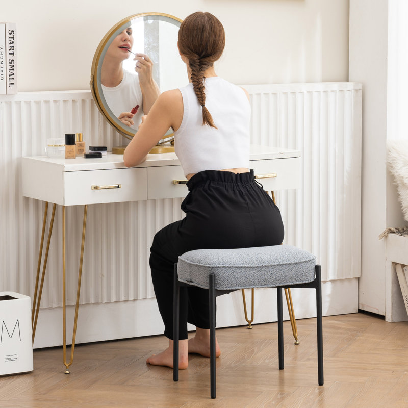 Ebern Designs Romere Vanity Stool Fabric Upholstered Accent Stool ...