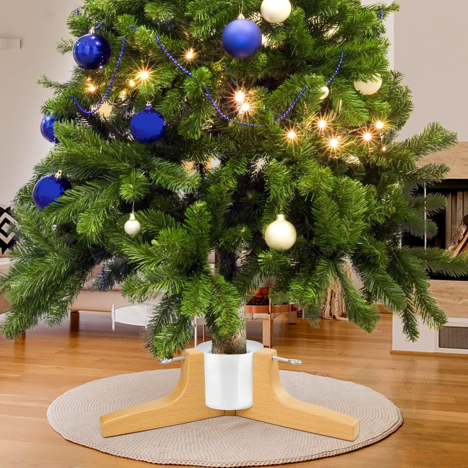 BLASIVE Christmas Tree Stand Adjustable Metal For Real Trees Up To 8 FT ...