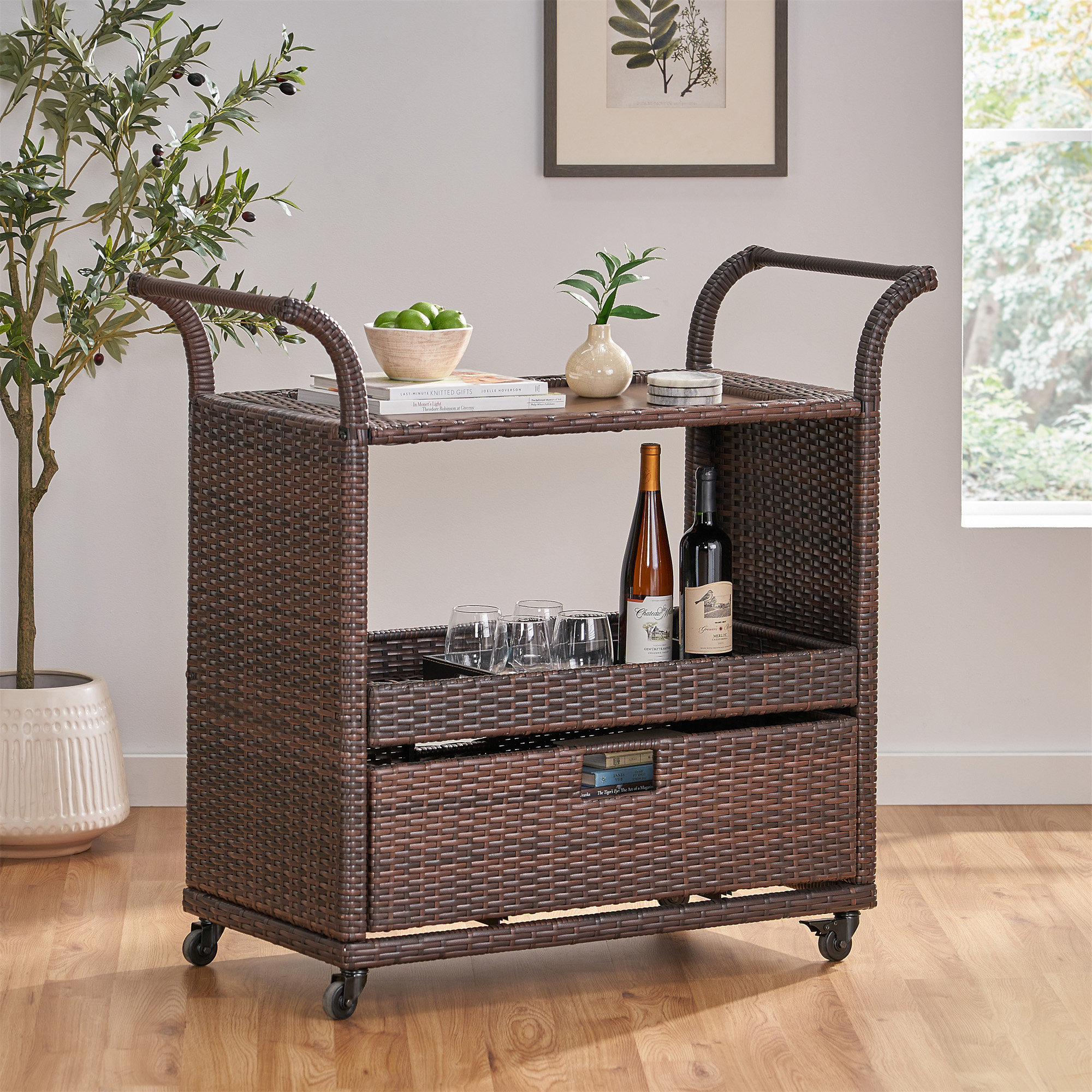 Bay Isle Home™ Corona Bar Cart(No Include Stool) | Wayfair